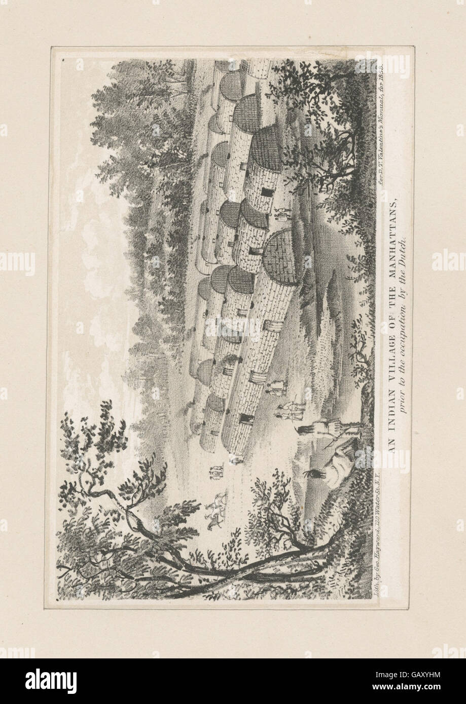 This image depicts an early Native American settlement of the Manhattan ...