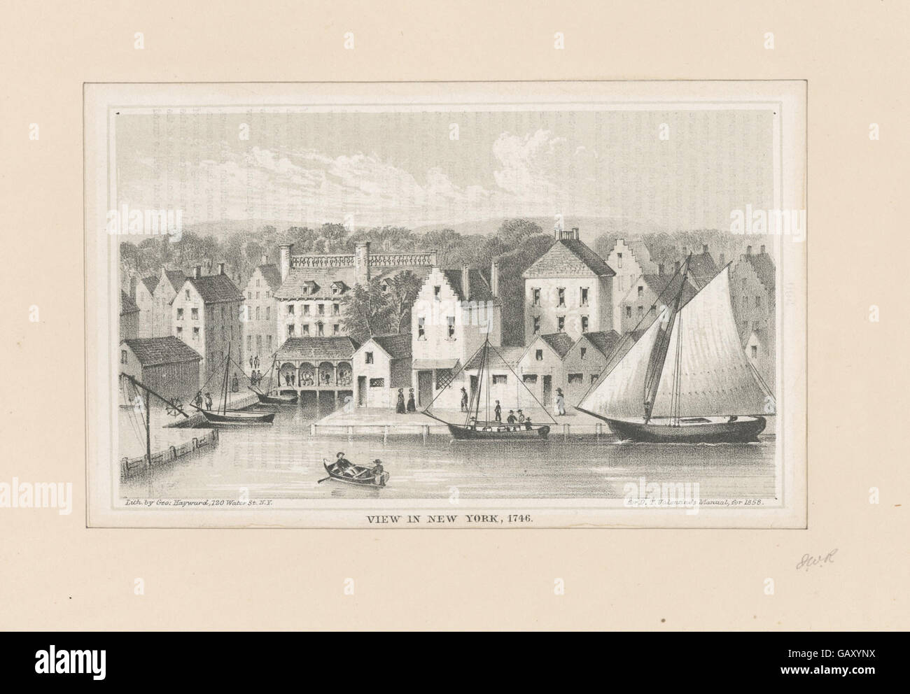 The view in New York in 1746 likely depicts the city in its early ...