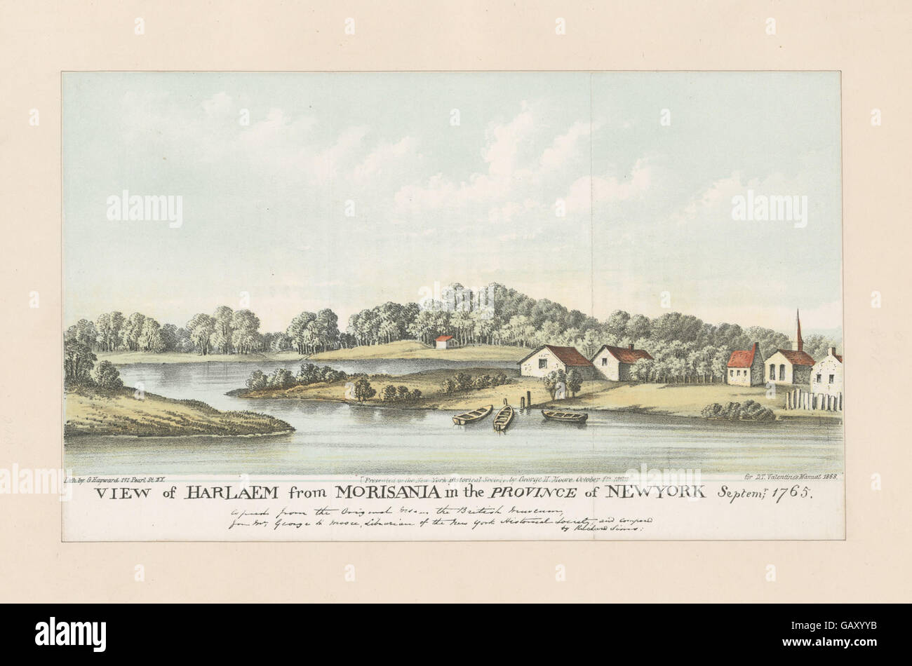 An early depiction of Harlem as seen from Morisania in 1765. This image ...