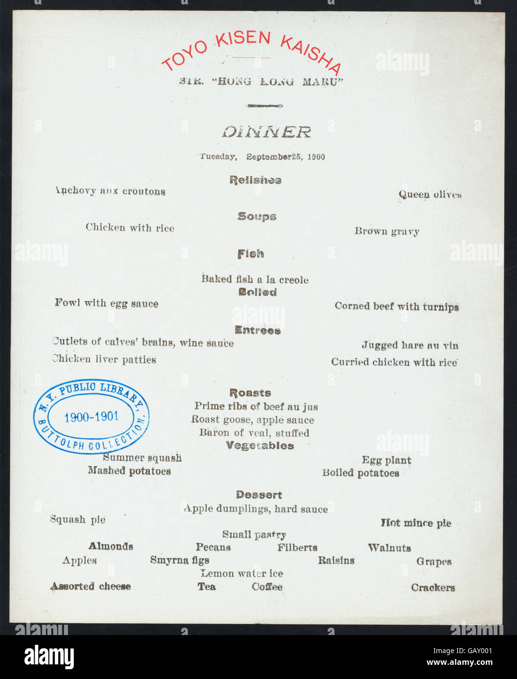 A formal dinner held by Toyo Kisen Kaisha aboard the SS Hong Kong Maru ...