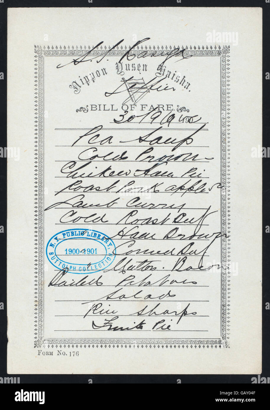 A dinner or event held aboard the SS Nasuga, a ship operated by Nippon ...