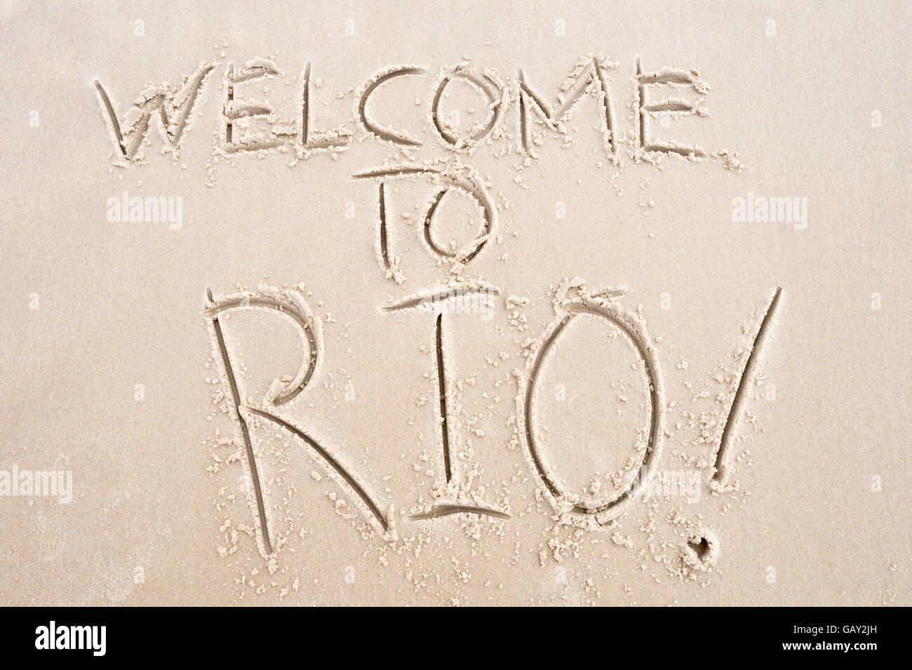 Welcome to Rio (as in, de Janeiro, Brazil) message handwritten in ...