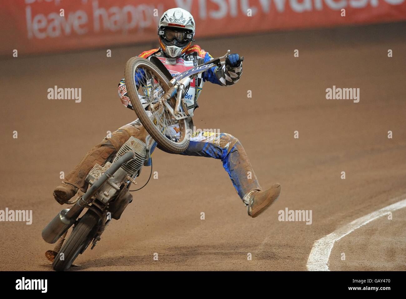 Sweden's Fredrik Lindgren during the FIM British Speedway Grand Prix at ...