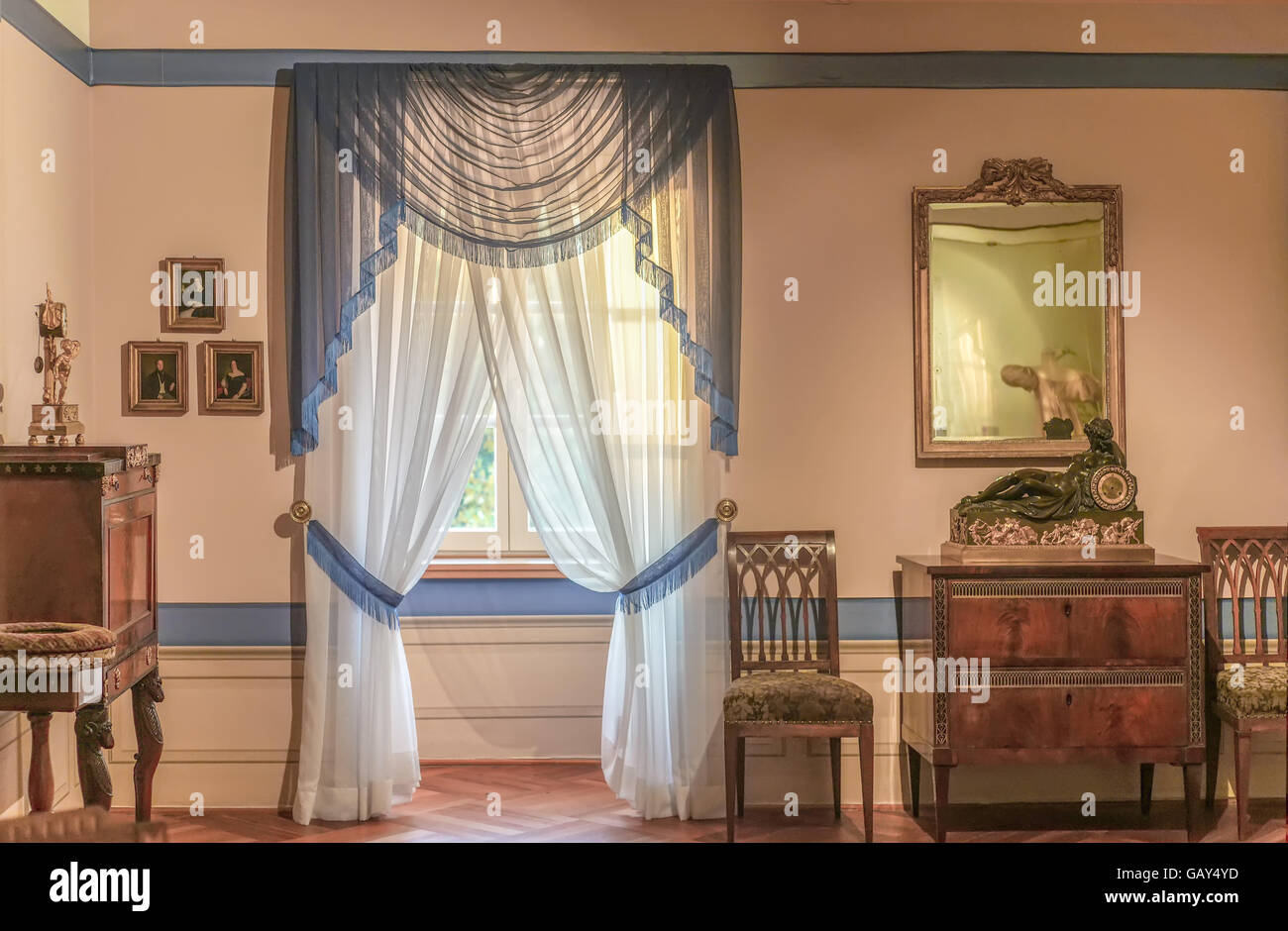 Biedermeier room antique tastefully furnished with furniture from the ...