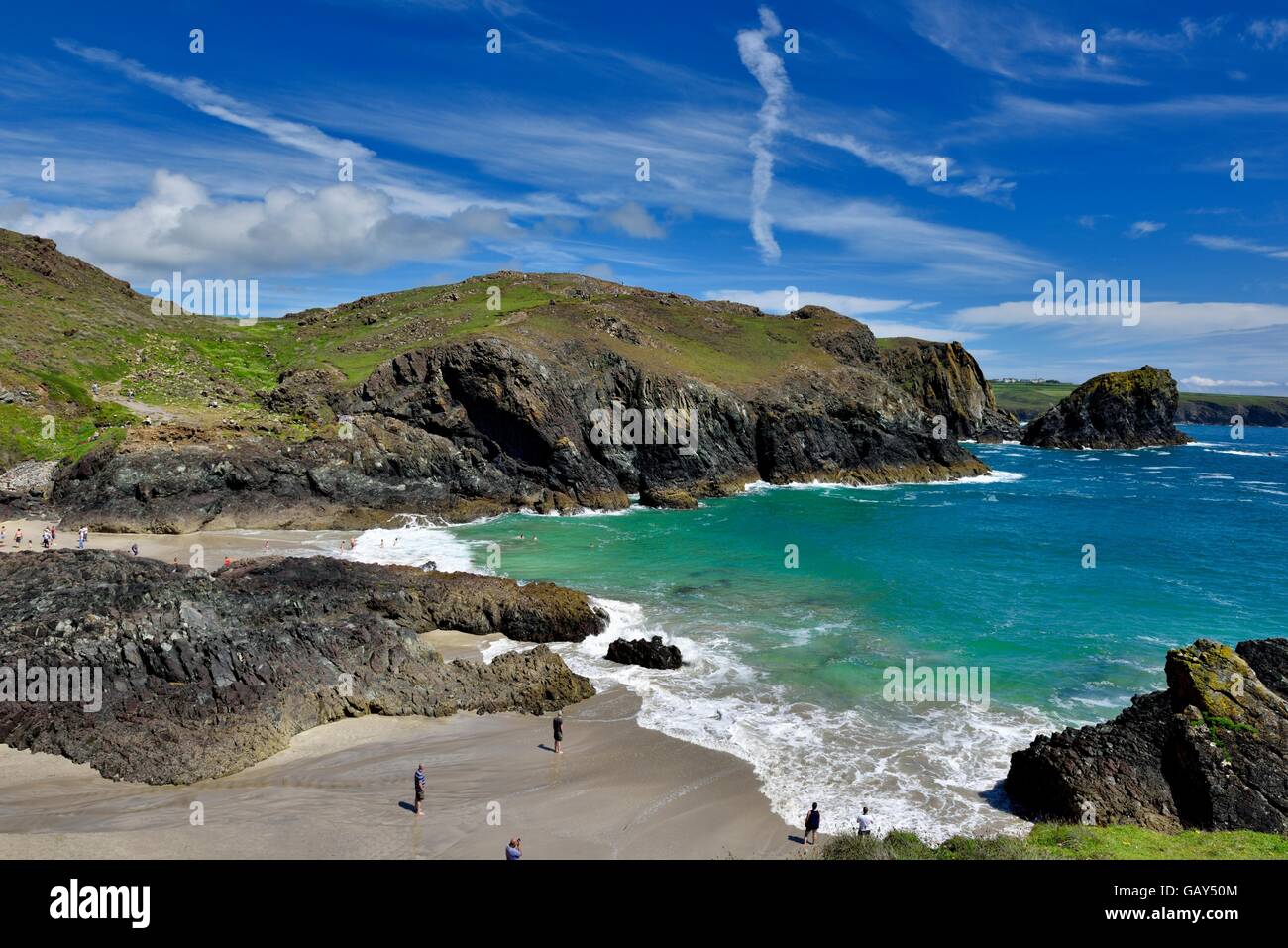 Kynance Cove beach on the Lizard Peninsula Cornwall England UK Stock ...