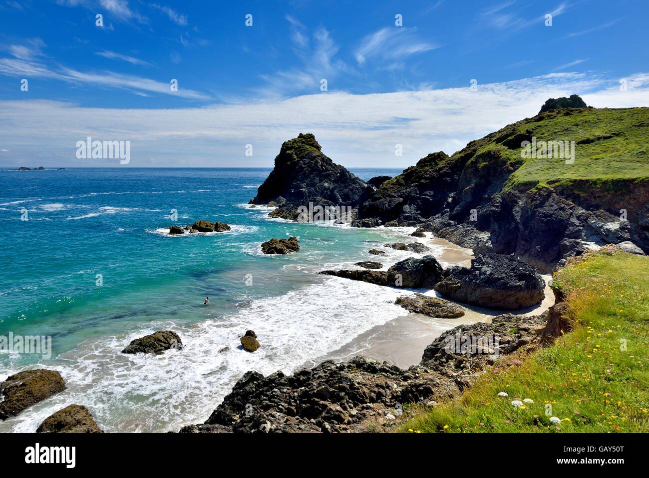 Kynance Cove beach on the Lizard Peninsula Cornwall England UK Stock ...