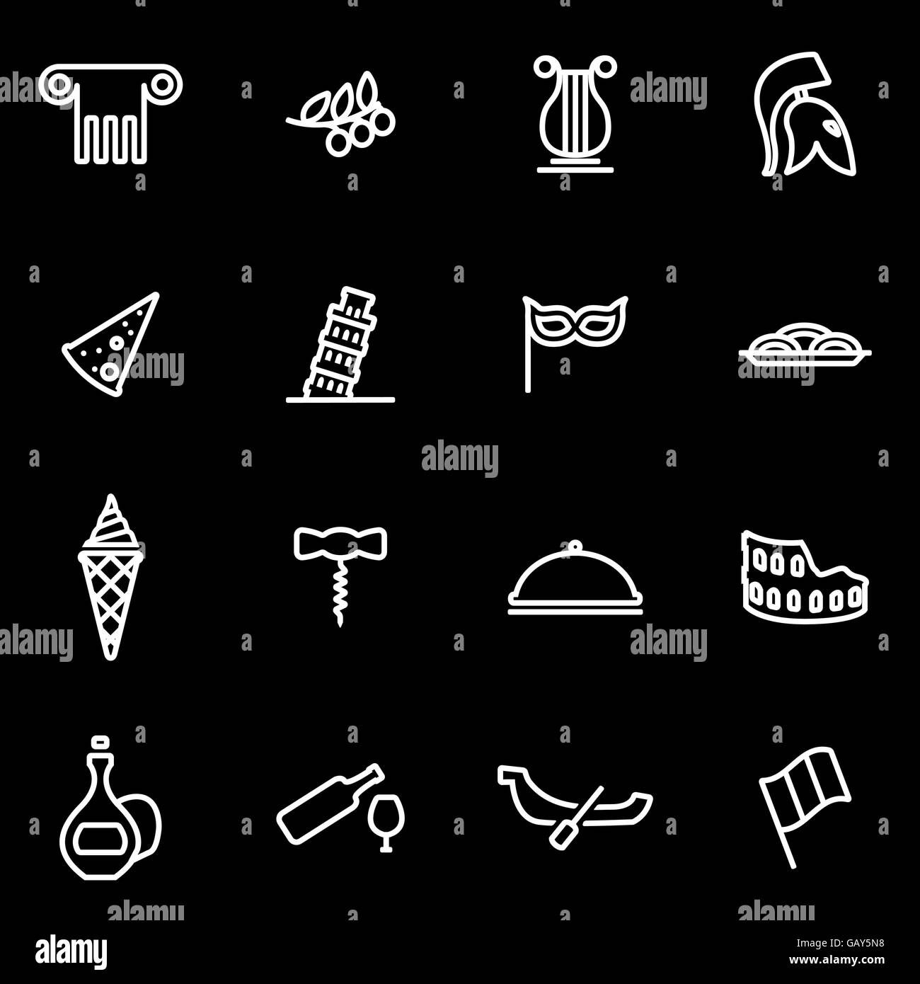 Vector line italian icon set Stock Vector Image & Art - Alamy
