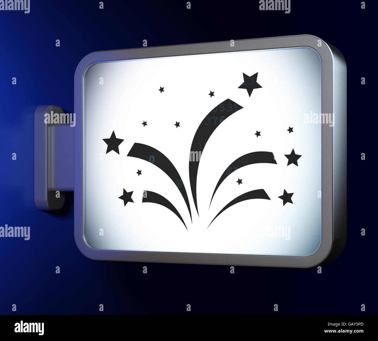 Holiday concept: Fireworks on billboard background Stock Photo - Alamy