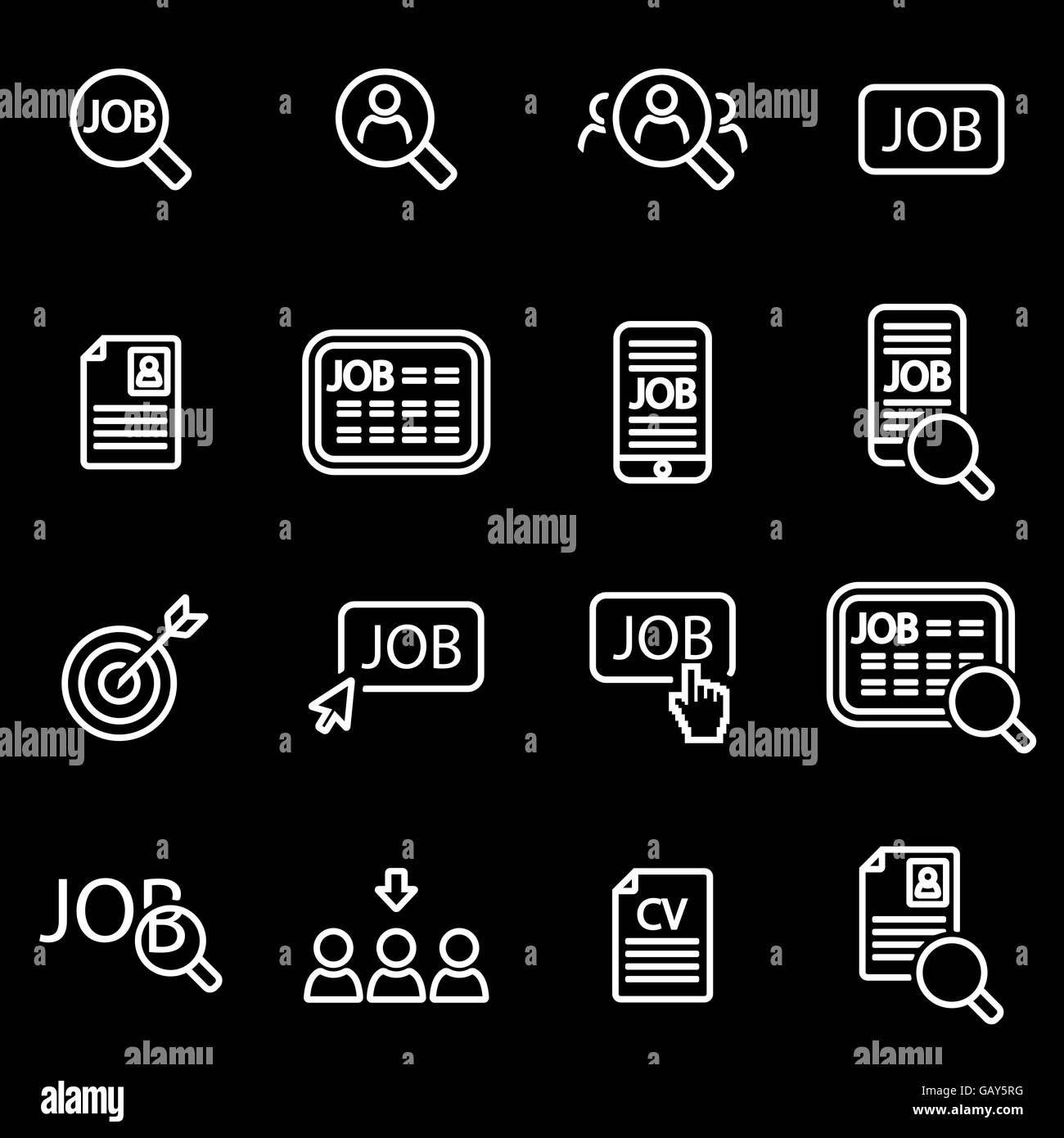 Vector line job search icon set Stock Vector Image & Art - Alamy