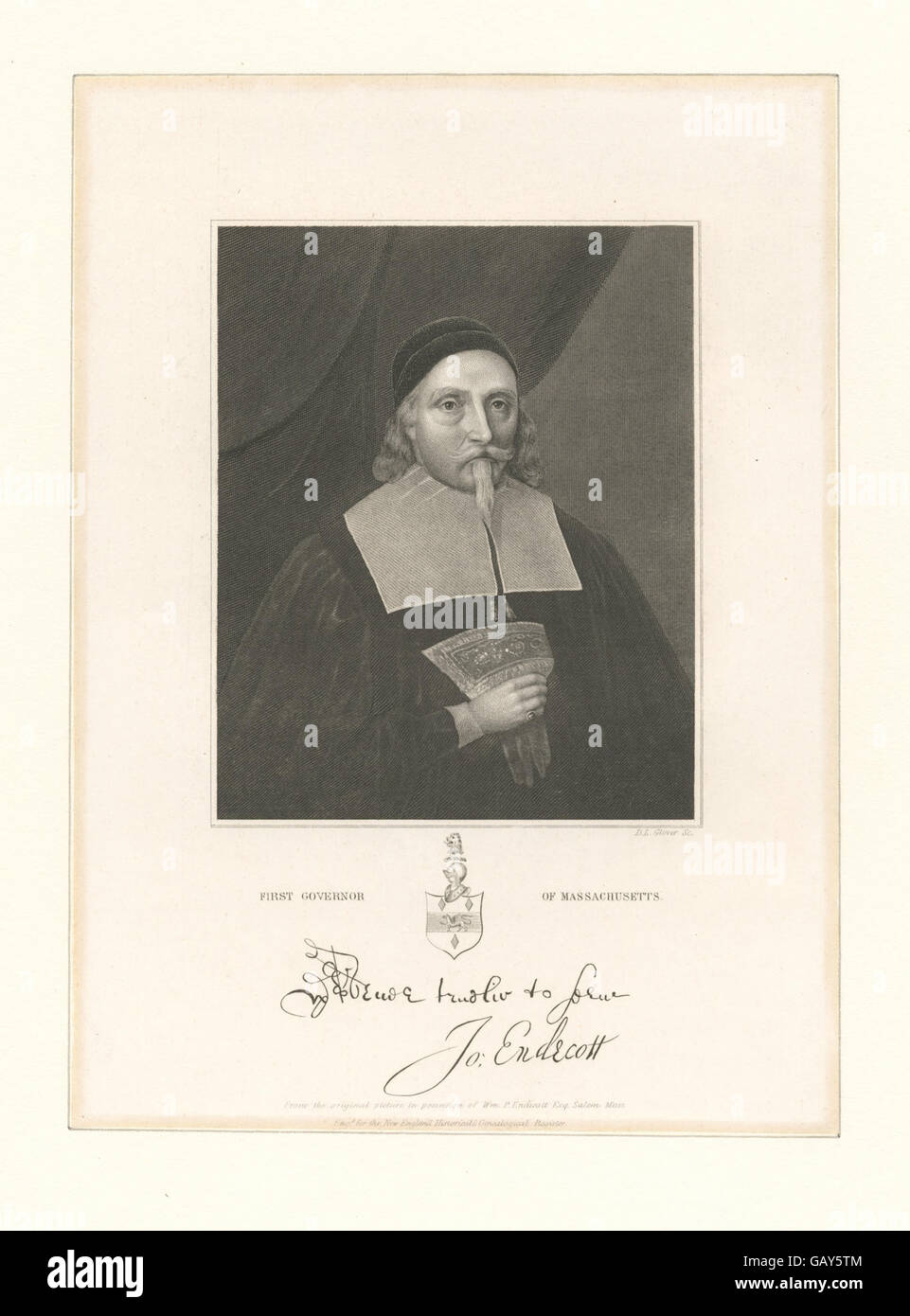 Jo. Endicott, the first Governor of Massachusetts, a significant ...