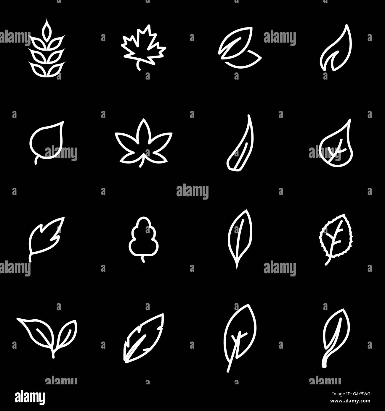 Vector line leaf icon set Stock Vector Image & Art - Alamy