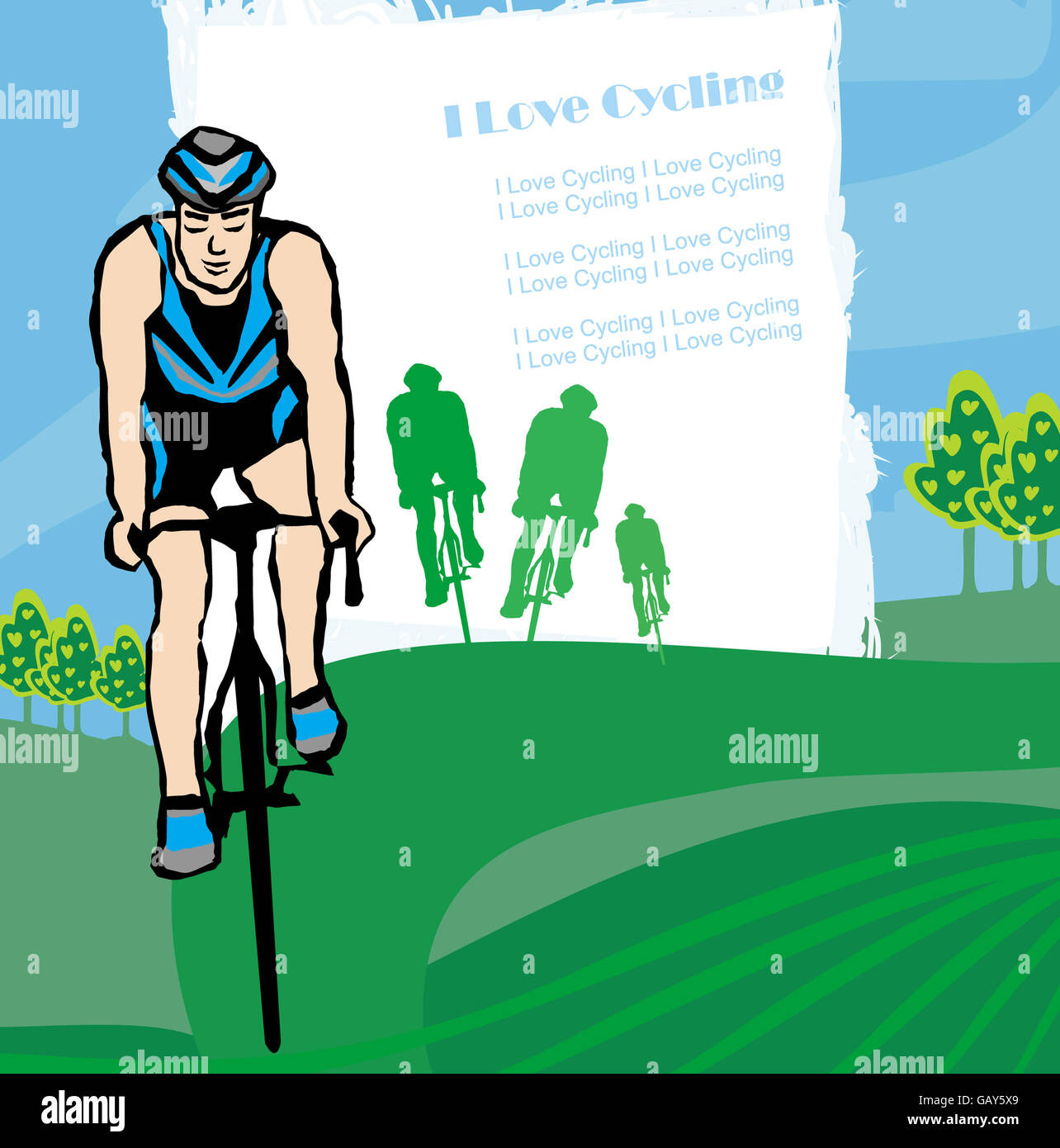 i love cycling banner - abstract frame with space for text Stock Photo ...