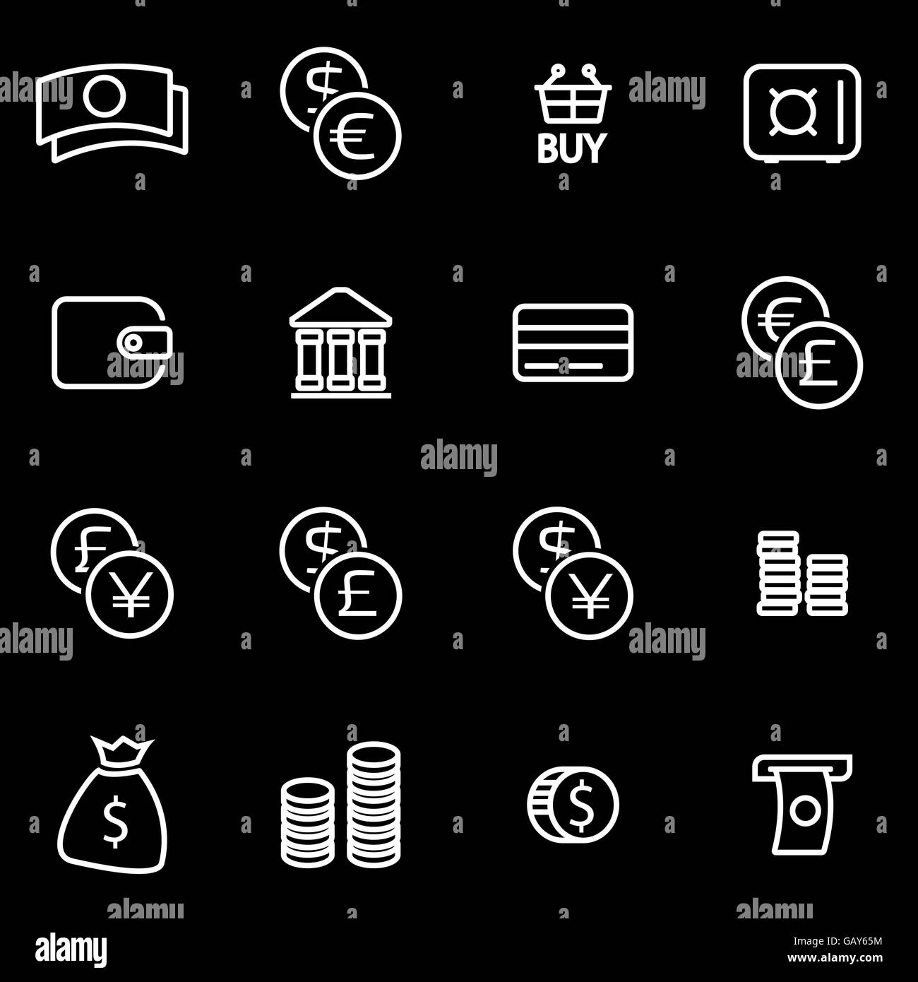 Vector line money icon set Stock Vector Image & Art - Alamy