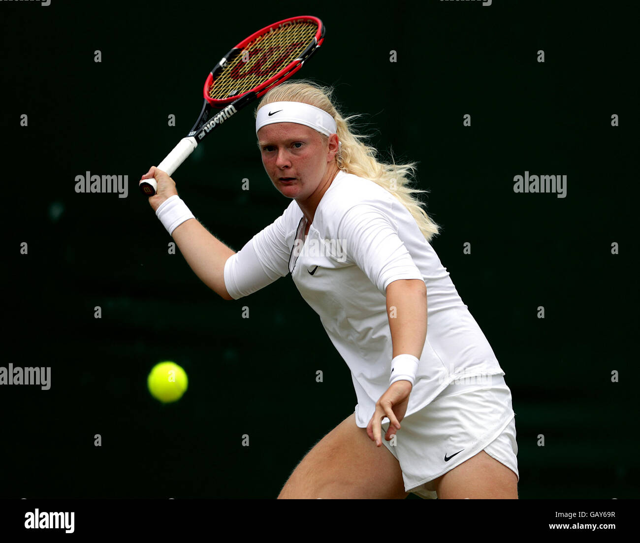 Francesca Jones in action in the girls singles on day eight of the ...