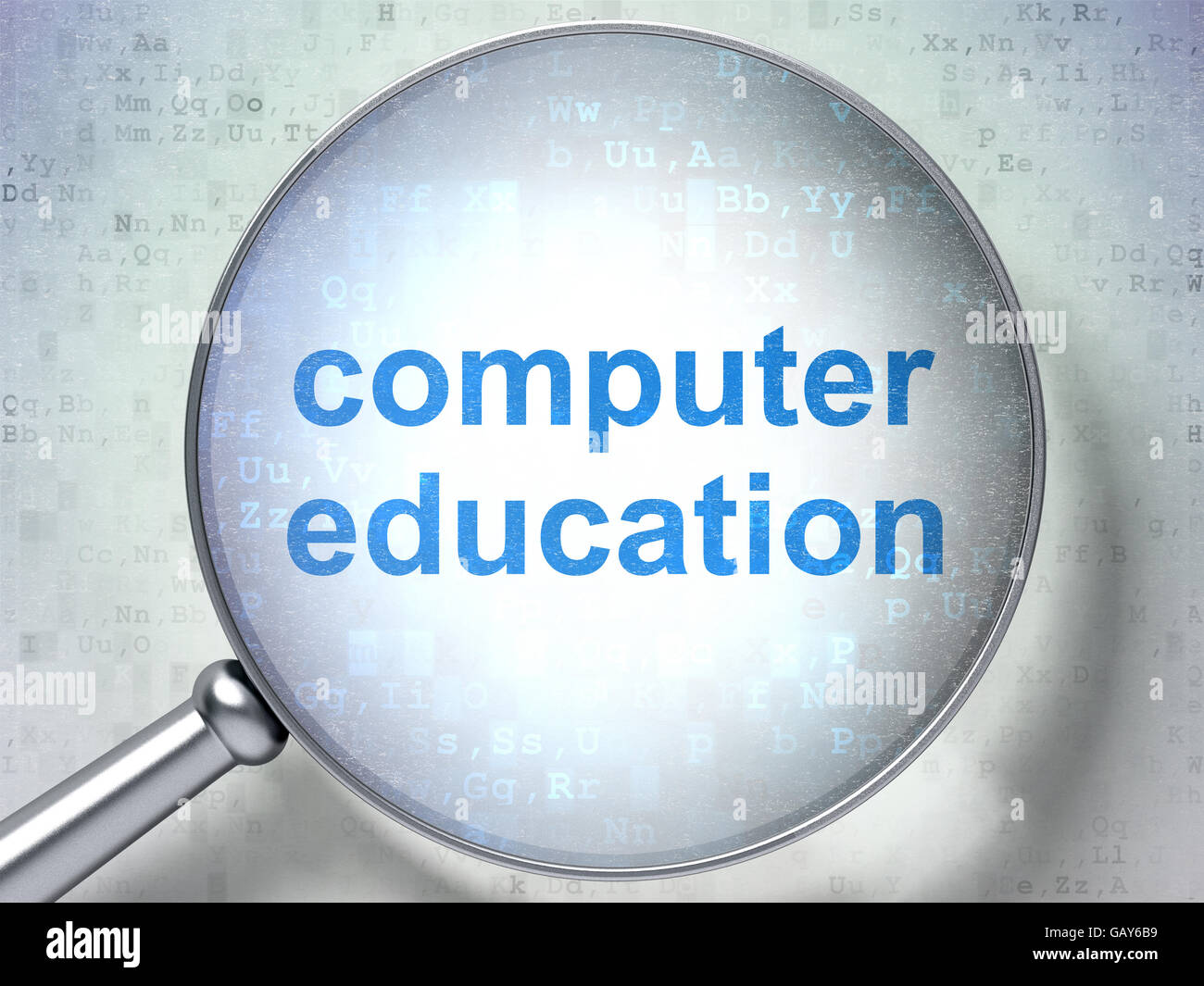 Studying concept: magnifying optical glass with words Computer ...
