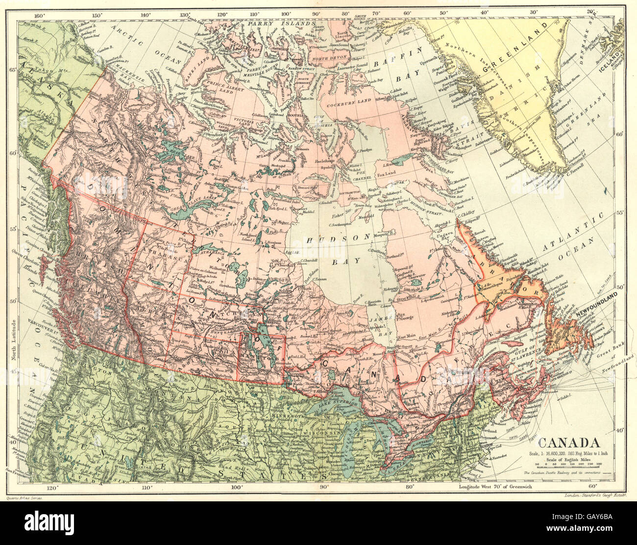 CANADA: Canada. Stanford, 1892 antique map Stock Photo - Alamy