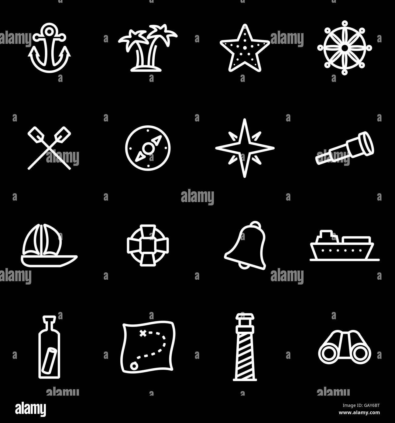Vector line nautical icon set Stock Vector Image & Art - Alamy