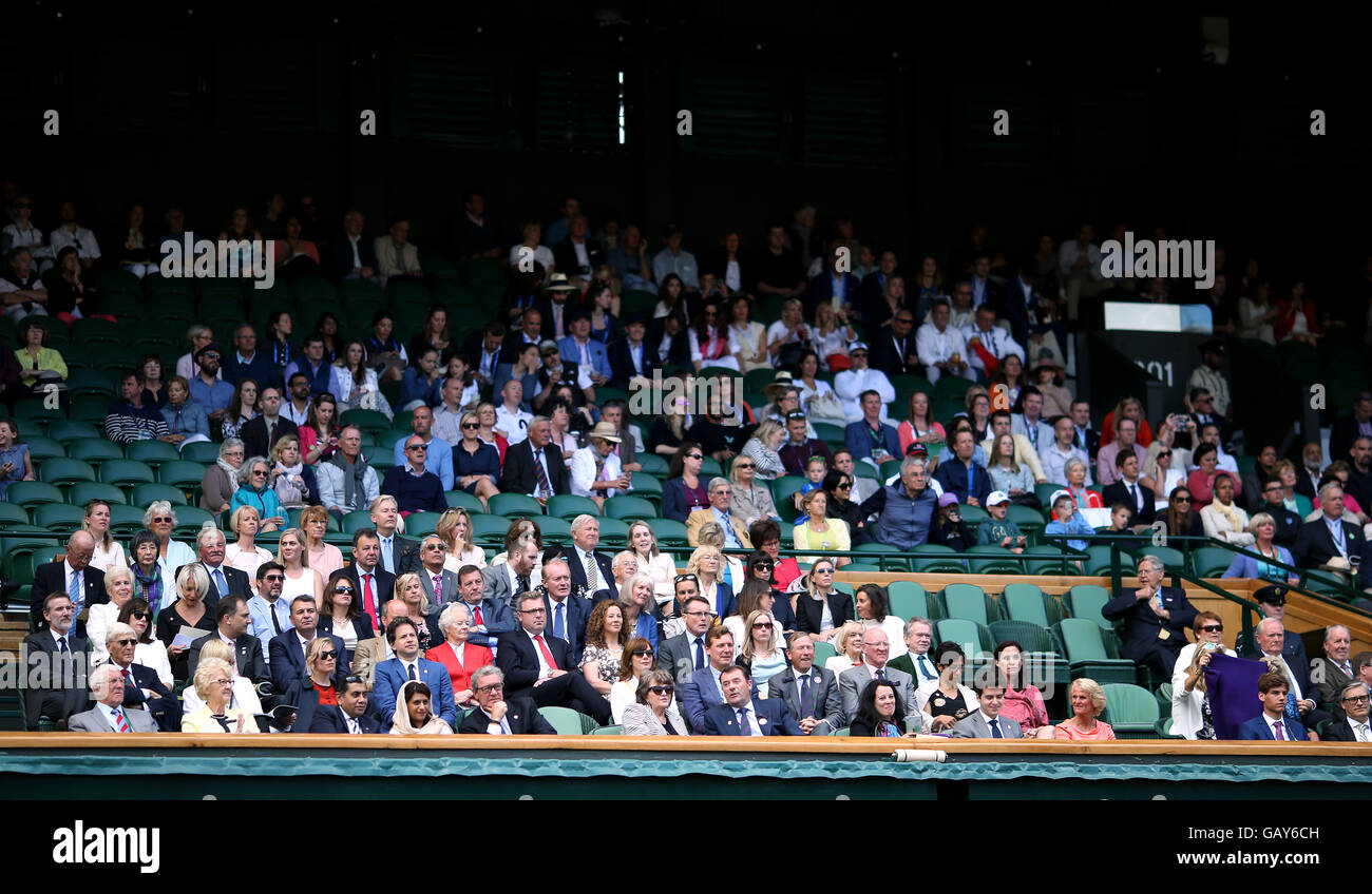General view of the The Royal Box on day eight of the Wimbledon ...
