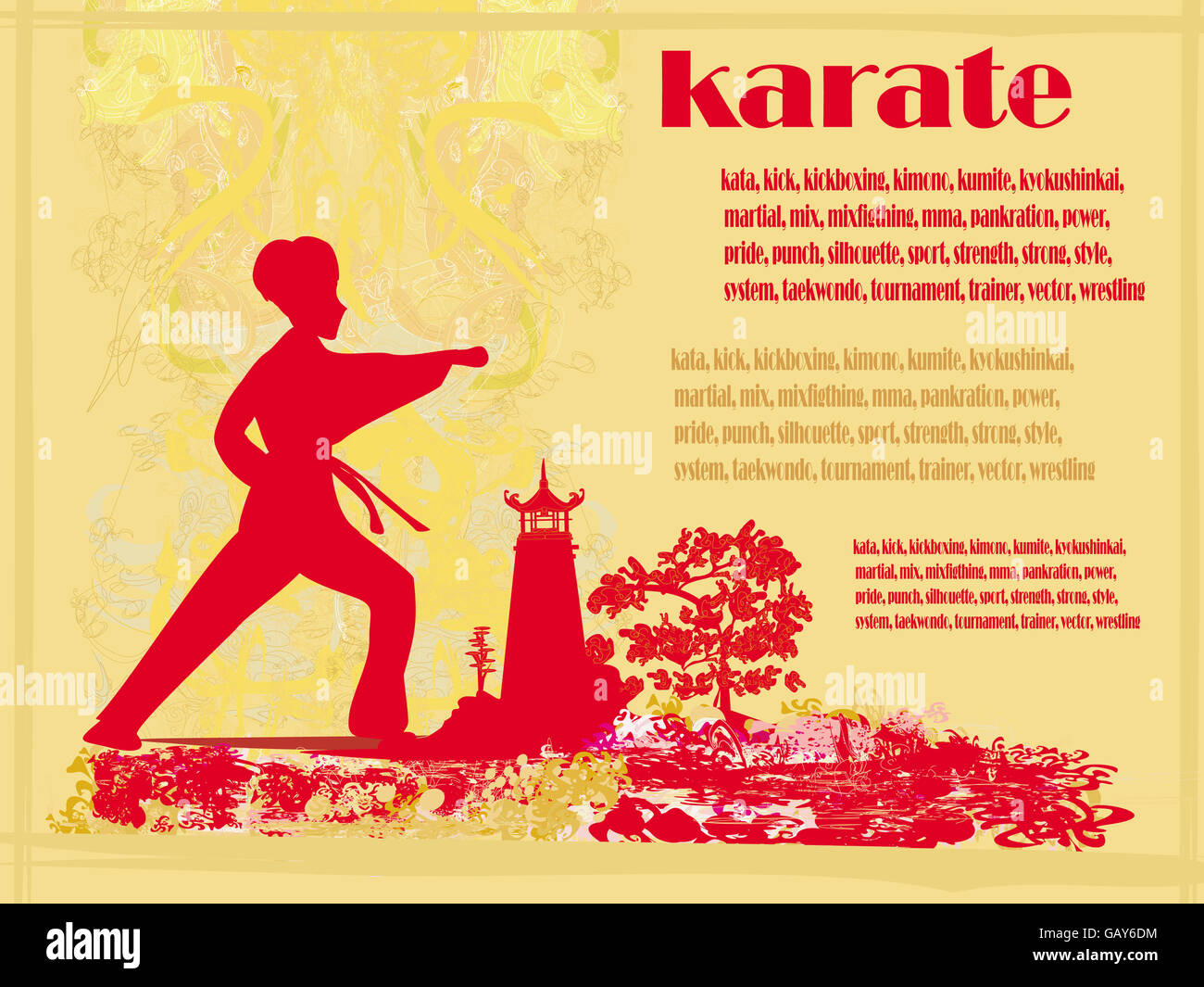 karate Grunge card Stock Photo - Alamy