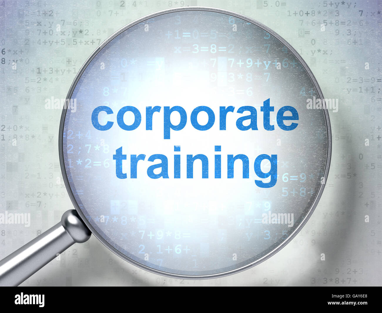 Education concept: magnifying optical glass with words Corporate ...