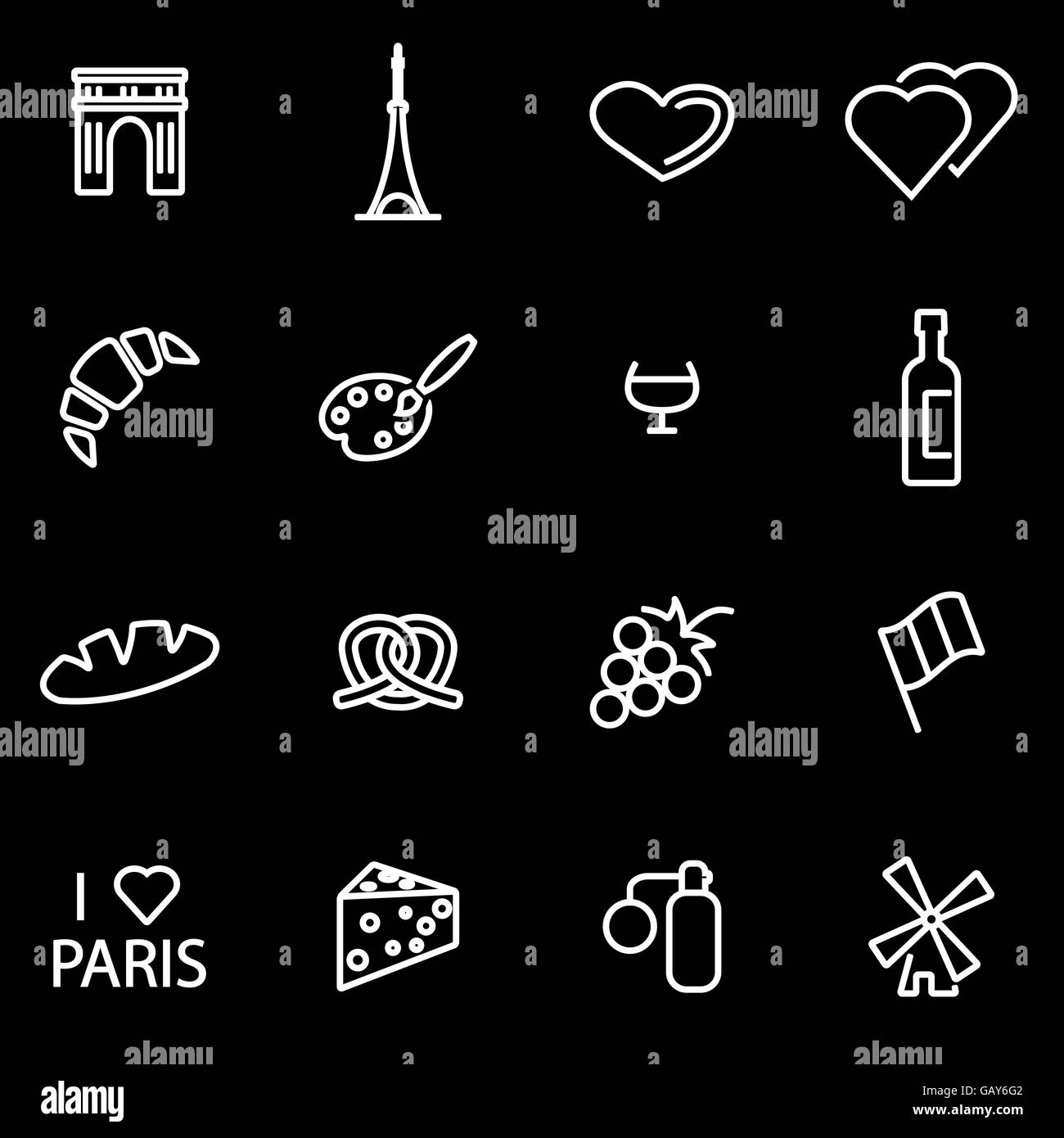 Vector line paris icon set Stock Vector Image & Art - Alamy