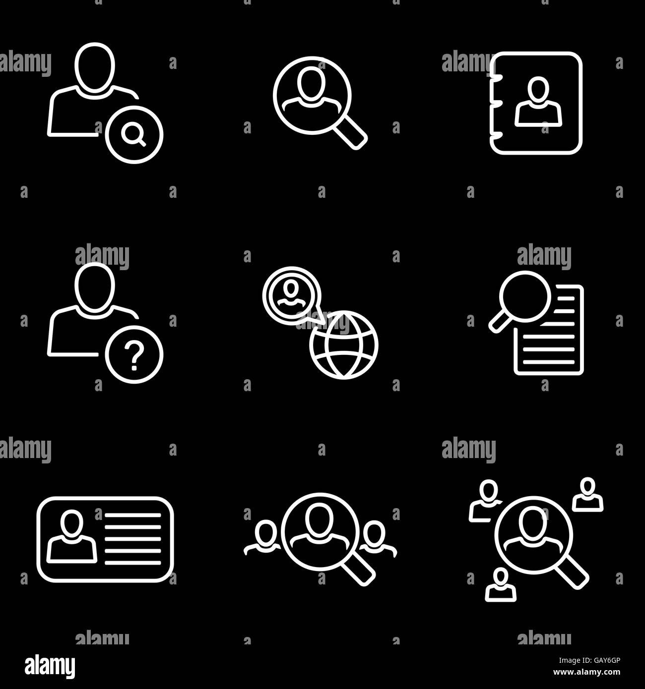 Vector line people search icon set Stock Vector Image & Art - Alamy