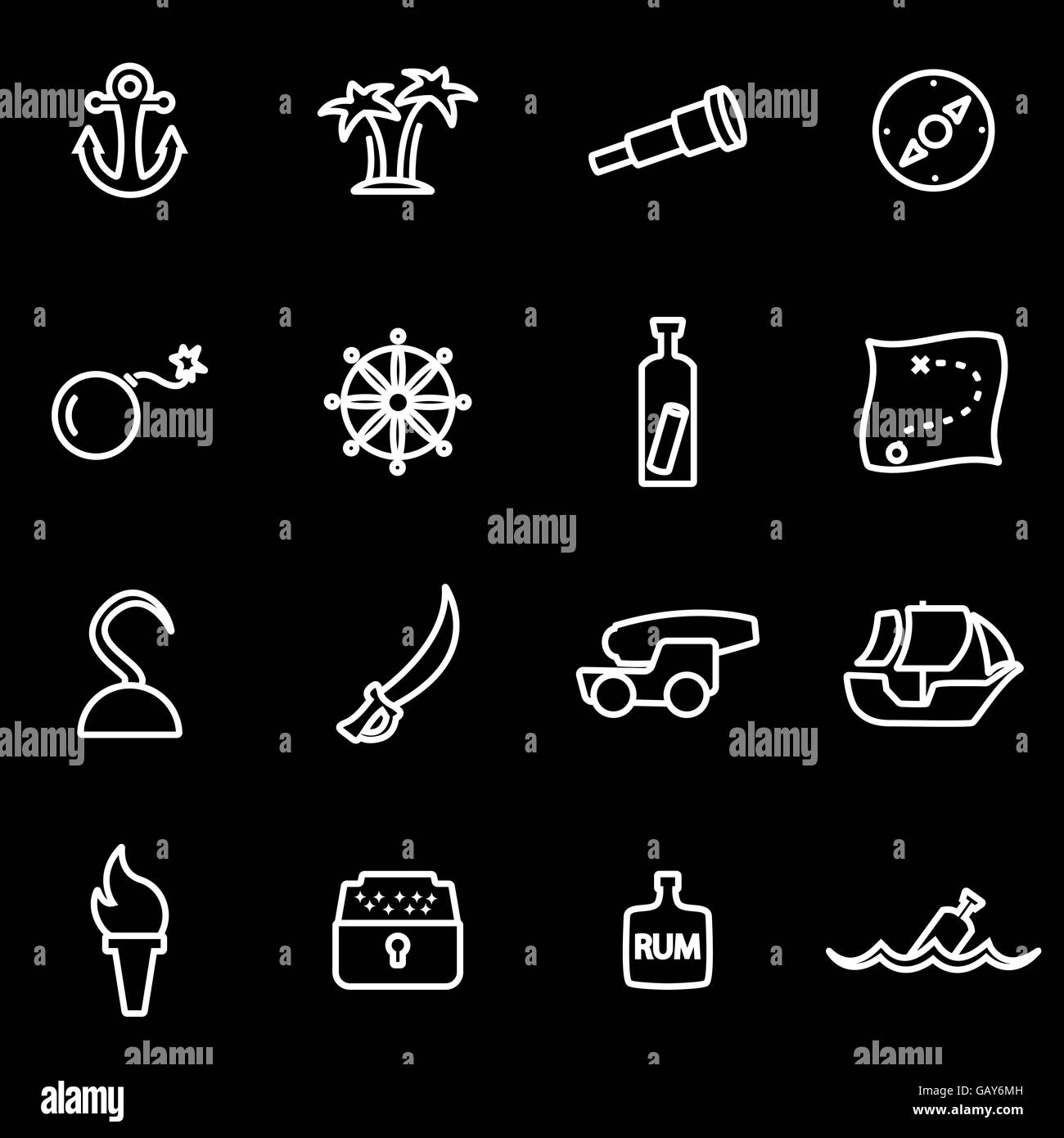 Vector line pirate icon set Stock Vector Image & Art - Alamy