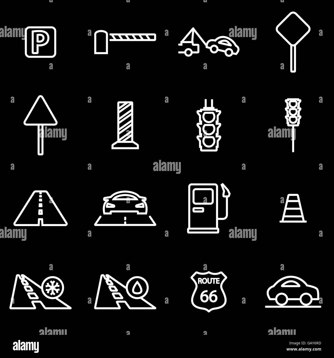 Vector line road icon set Stock Vector Image & Art - Alamy