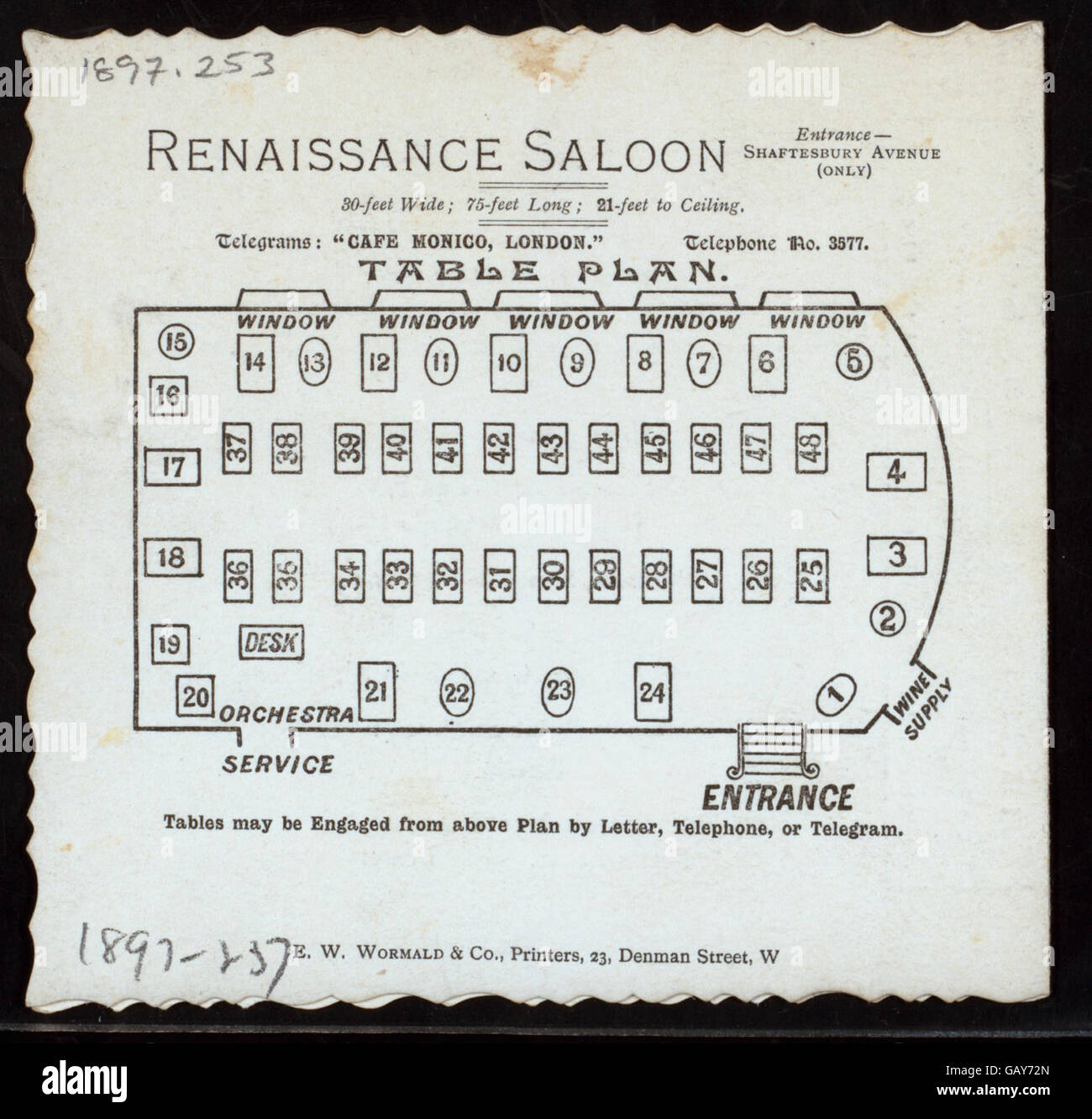 A dinner held at the Renaissance Saloon in London by Monico, a ...