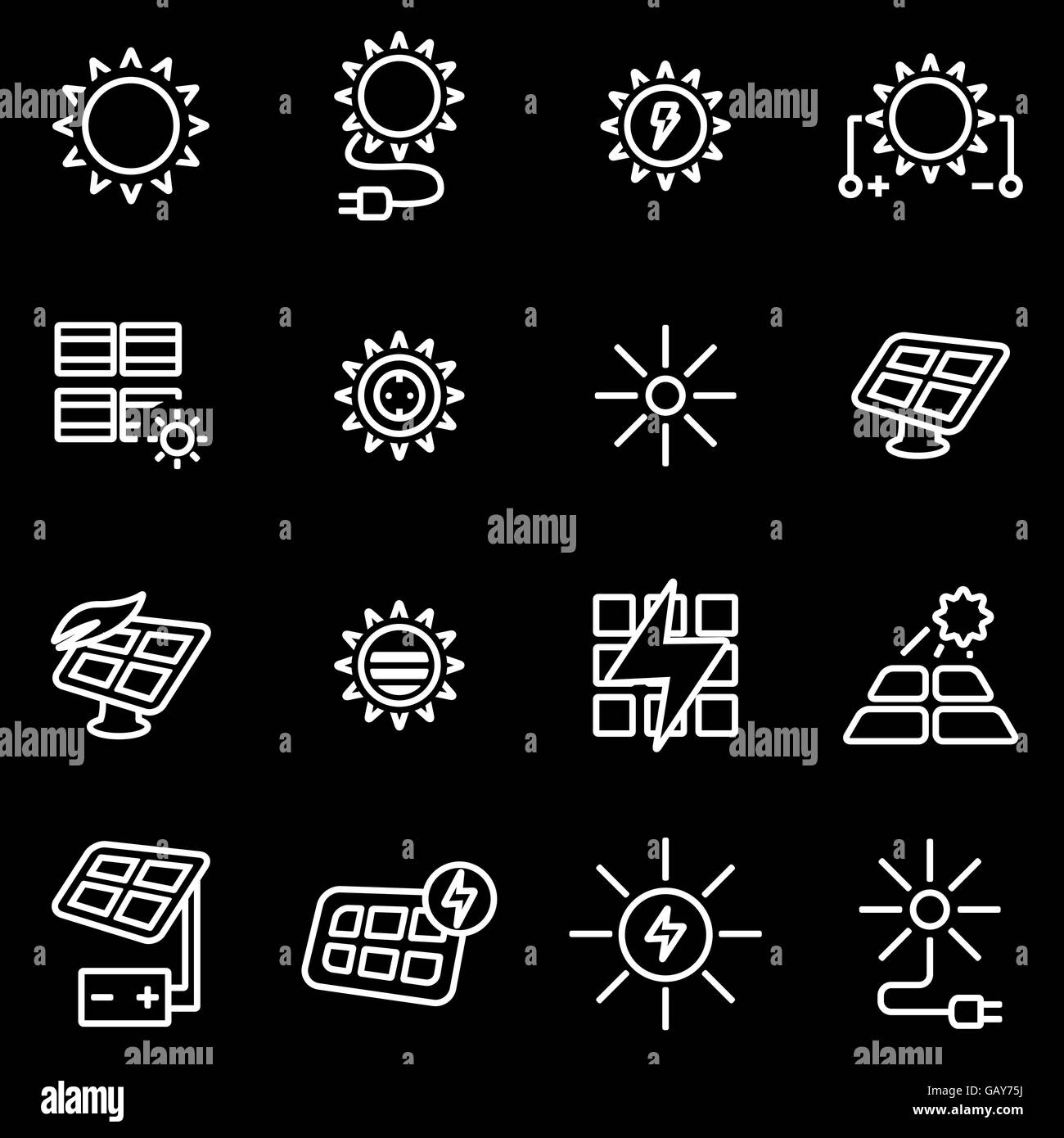 Vector line solar energy icon set Stock Vector Image & Art - Alamy