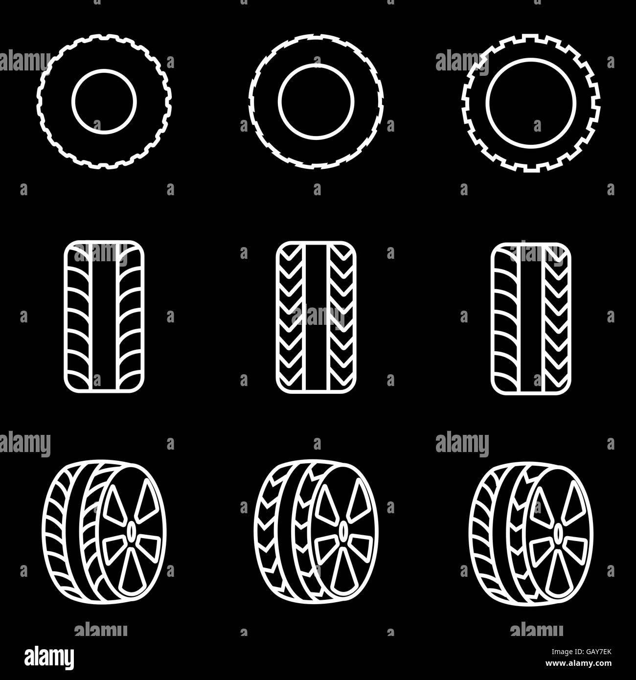Vector line tire icon set Stock Vector Image & Art - Alamy