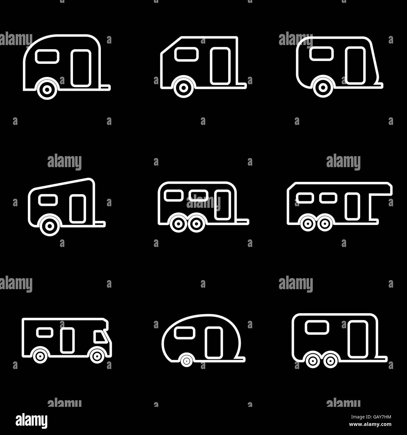 Vector line trailer icon set Stock Vector Image & Art - Alamy