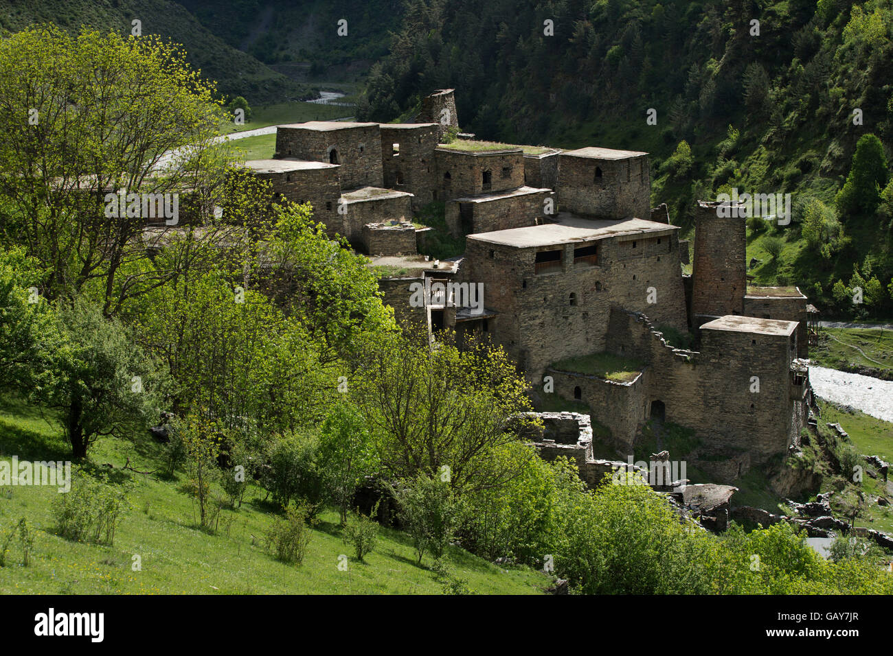 Ancient fort Shatili in mountains of Georgia, Caucasus Stock Photo - Alamy