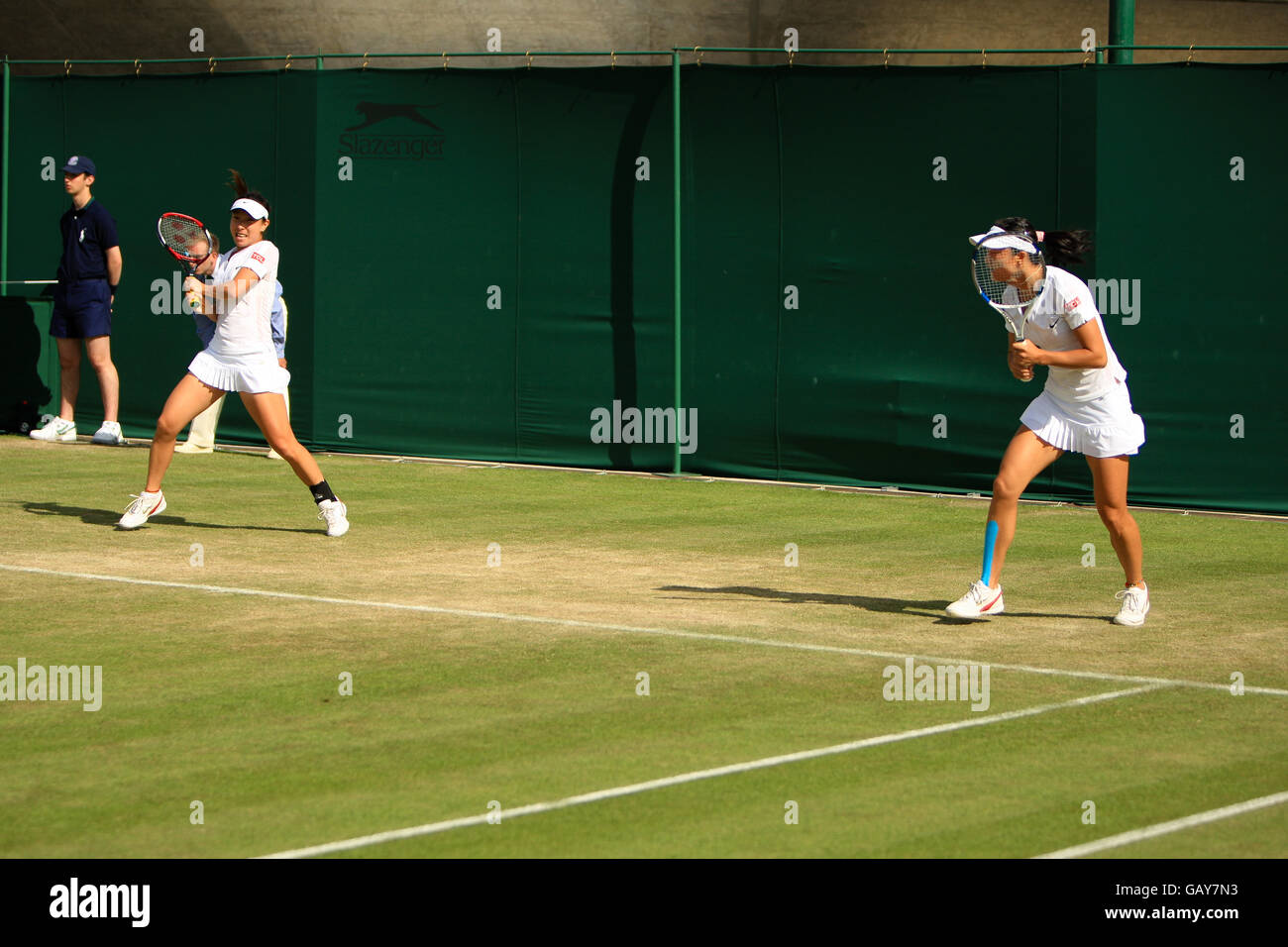 (L-R) China's Chunmei Ji and Shengnan Sun in action against Great ...