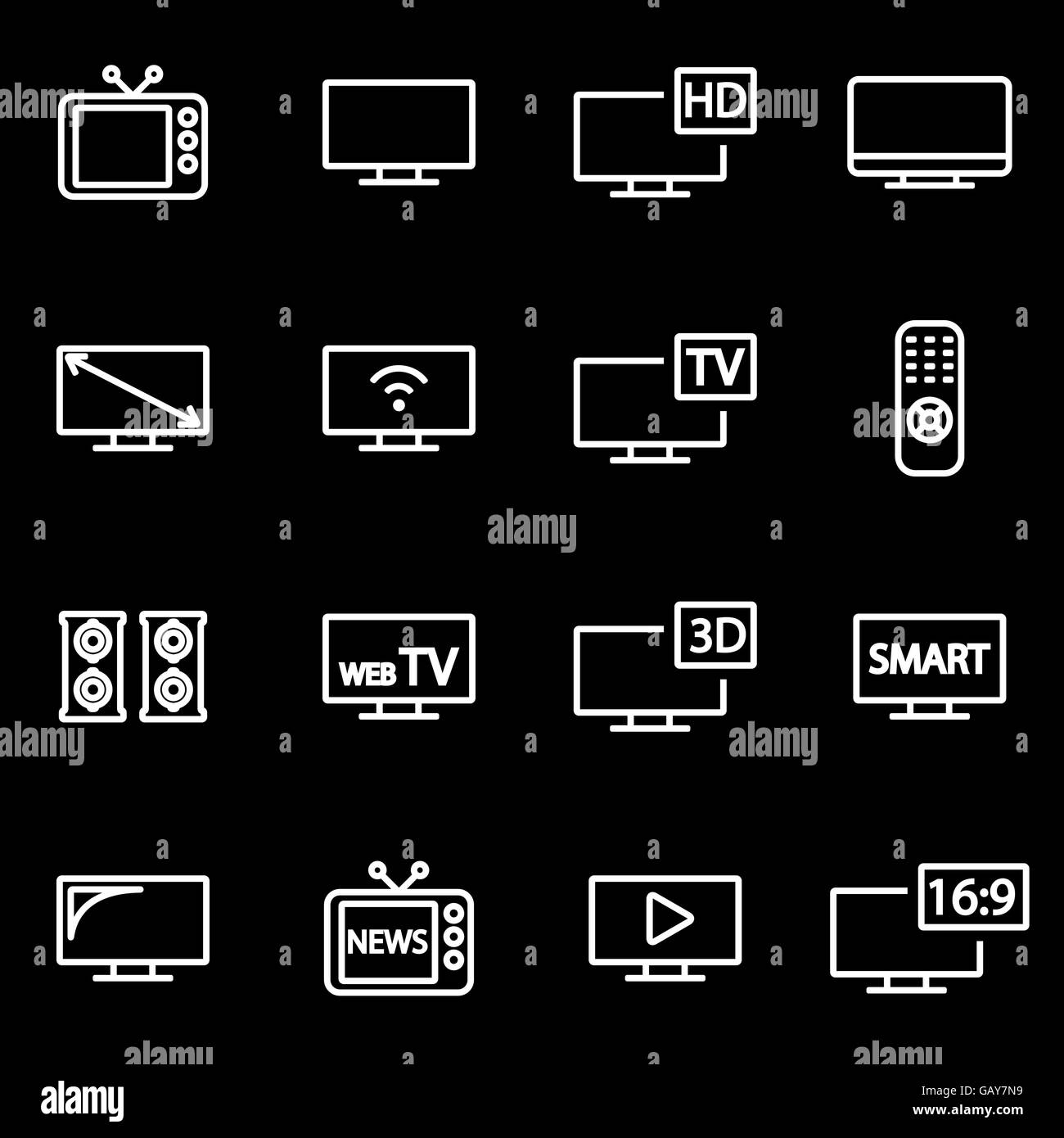 Vector line tv icon set Stock Vector Image & Art - Alamy