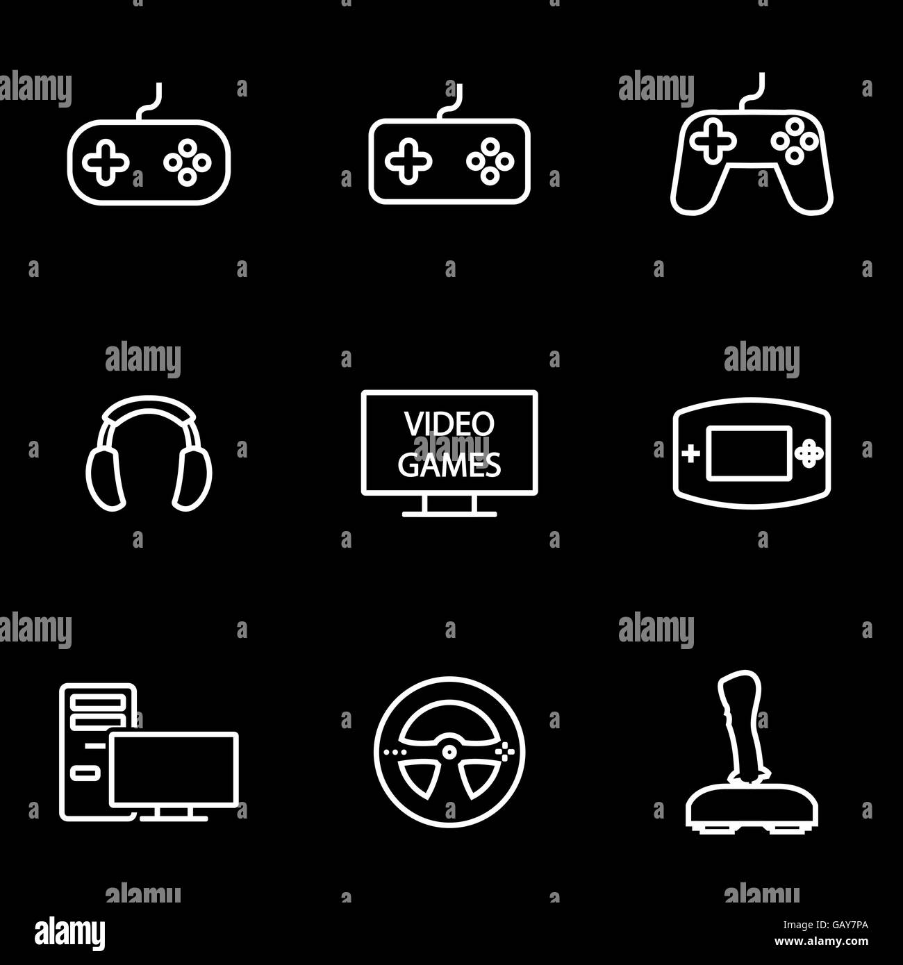 Vector line video games icon set Stock Vector Image & Art - Alamy