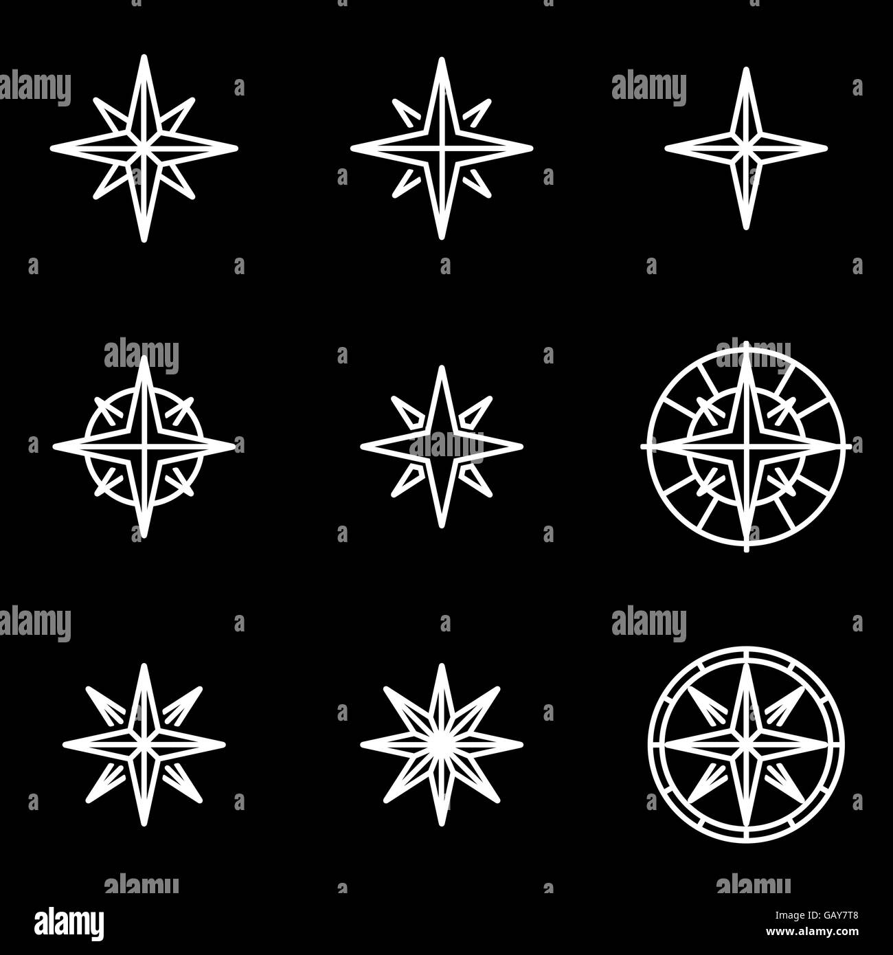 Vector line wind rose icon set Stock Vector Image & Art - Alamy