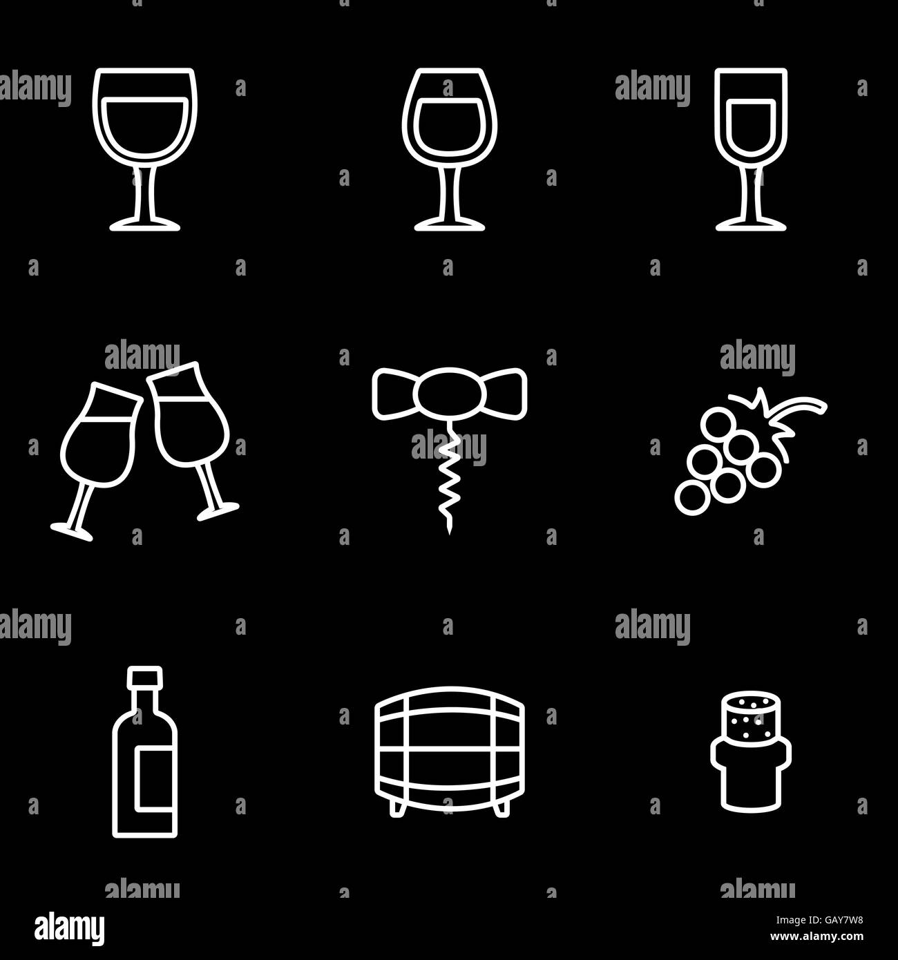 Vector line wine icon set Stock Vector Image & Art - Alamy