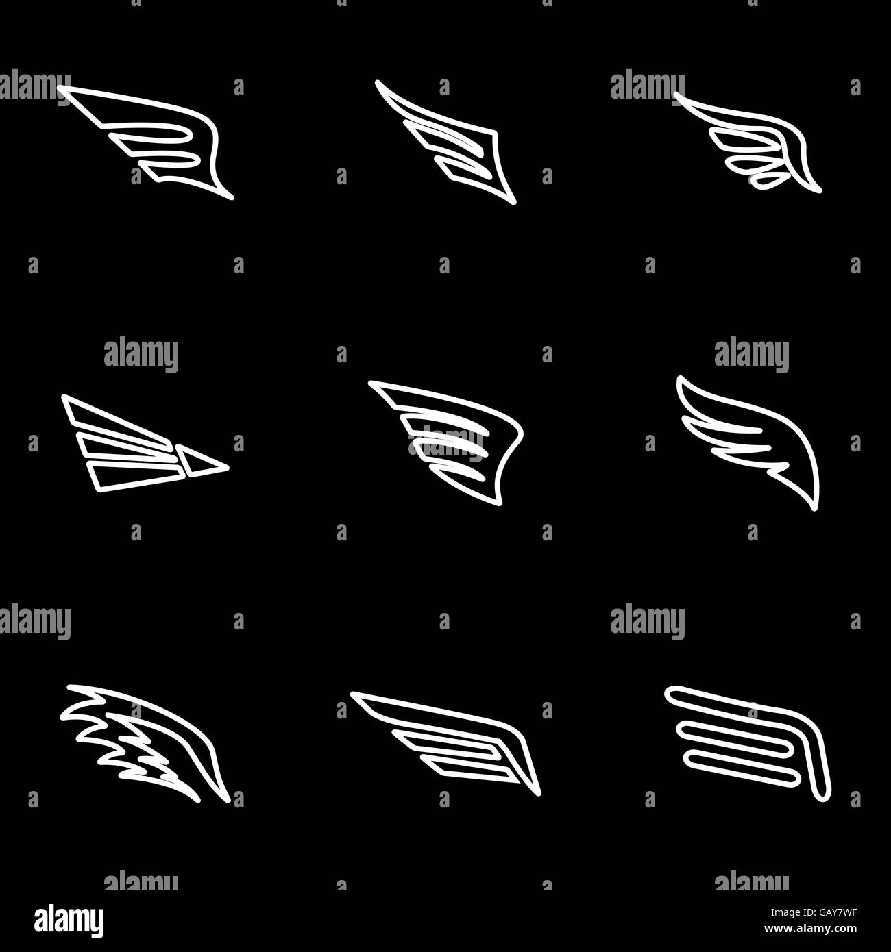 Vector line wing icon set Stock Vector Image & Art - Alamy
