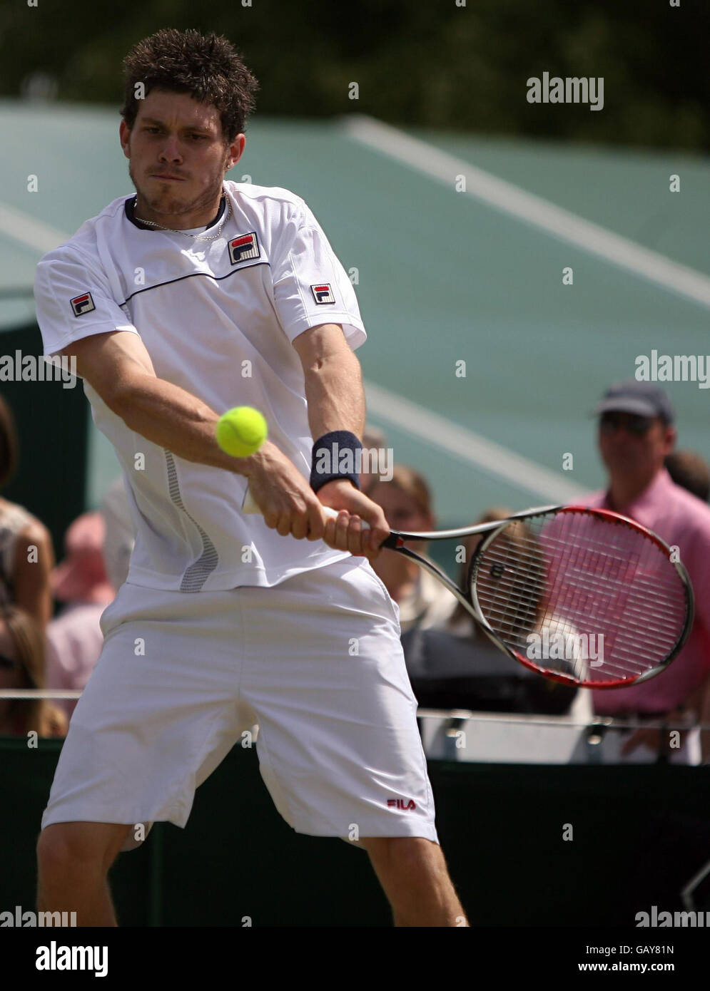 Great Britain's Joshua Goodall in his doubles match with Neil Bamford ...
