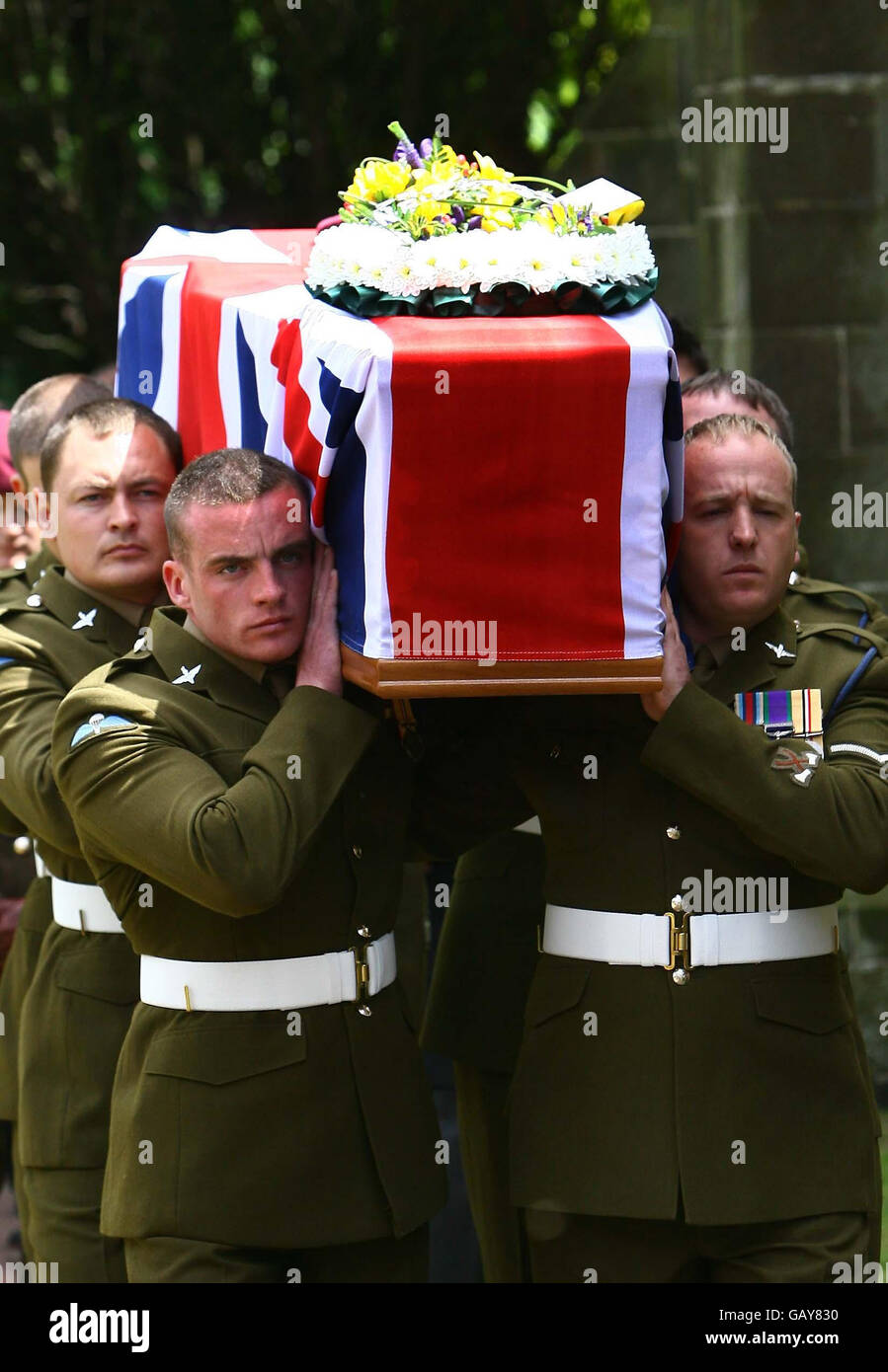 The coffin of Private Daniel Gamble of B Company 2nd Battalion ...
