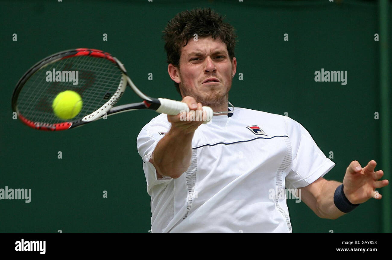 Great Britain's Neil Bamford in his doubles match with Joshua Goodall ...