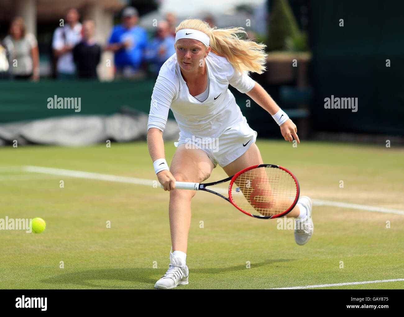 Francesca Jones in action in the girls singles on day eight of the ...