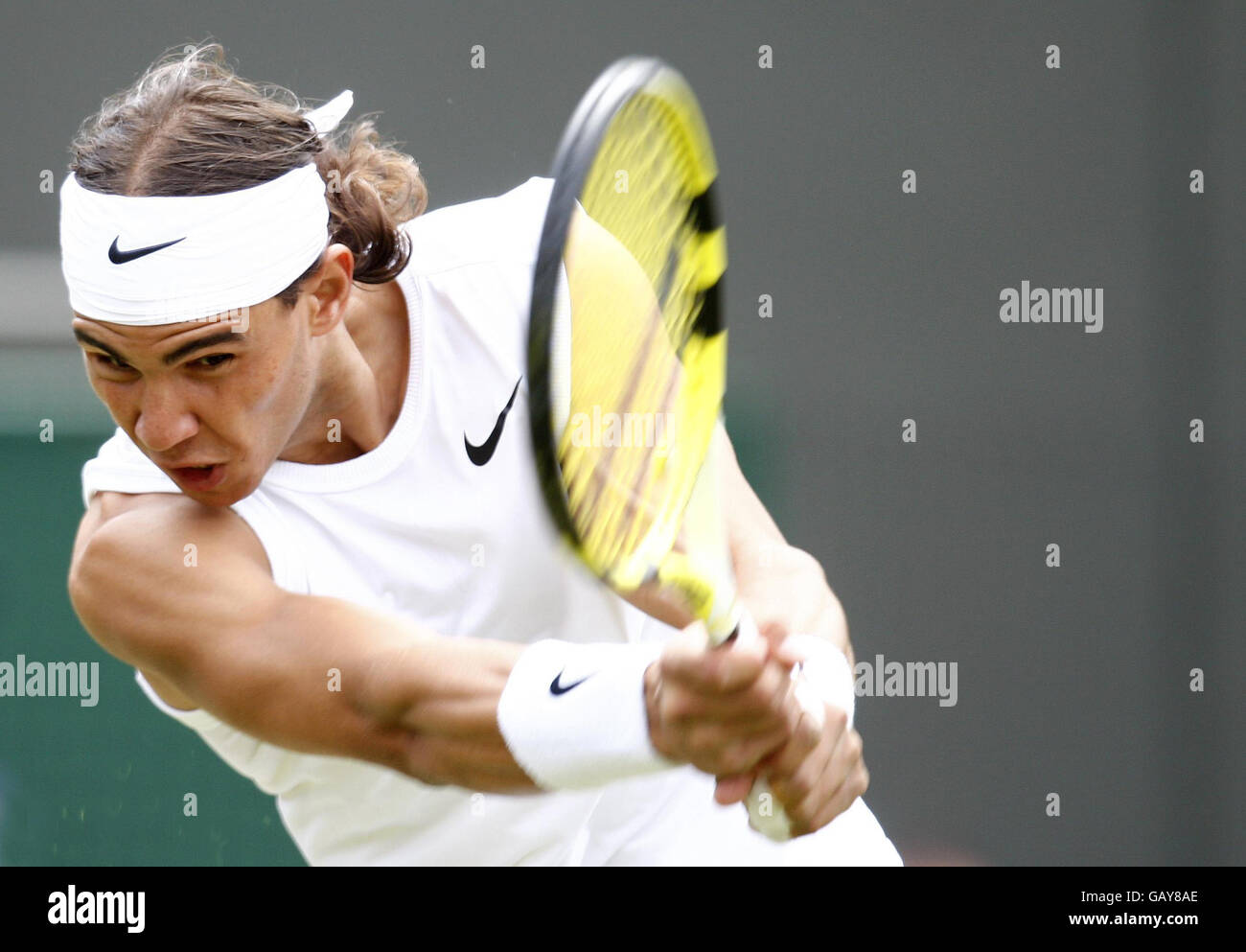 Spain's Rafael Nadal in action against Latvia's Ernests Gulbis during ...