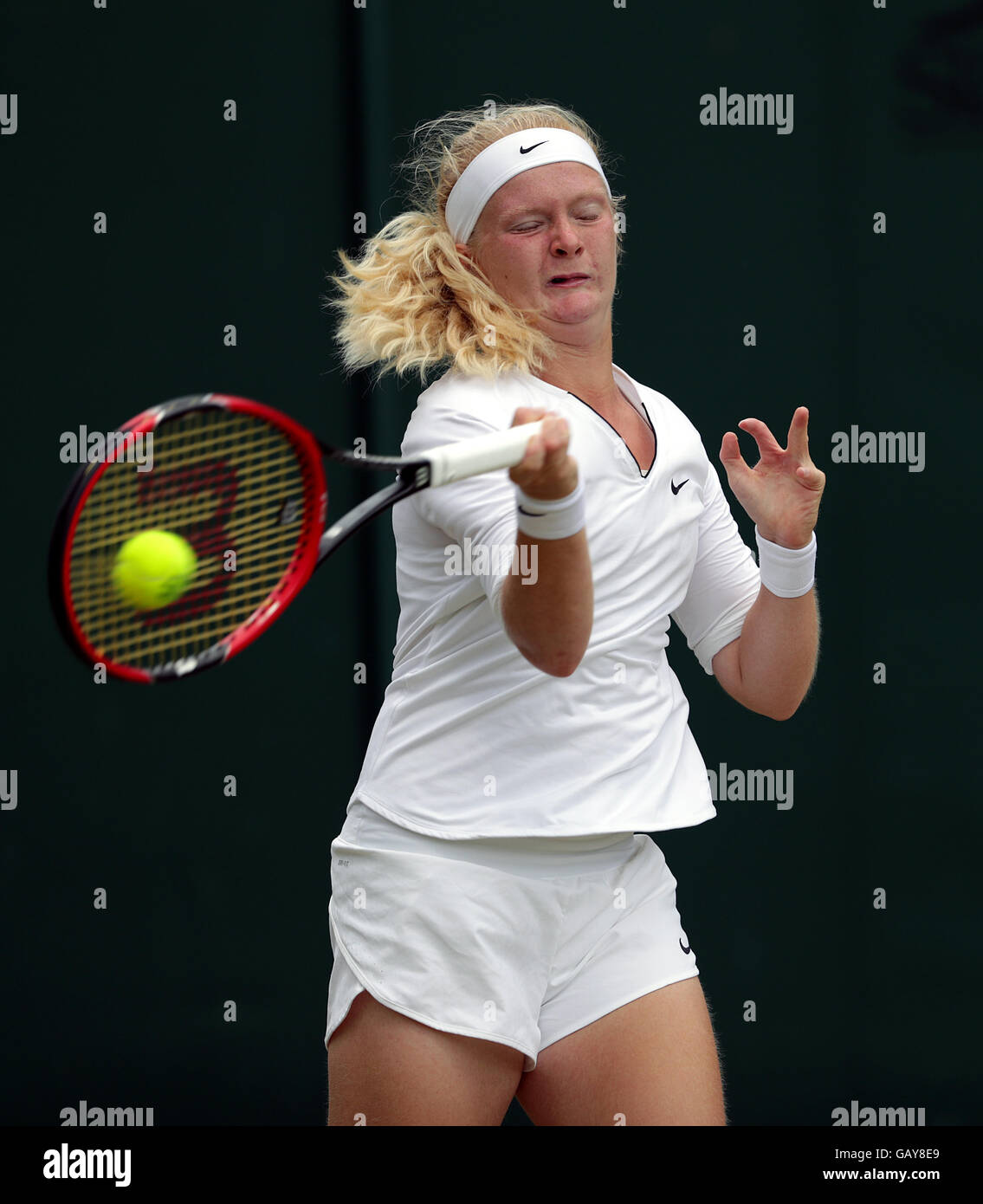 Francesca Jones in action in the girls singles on day eight of the ...