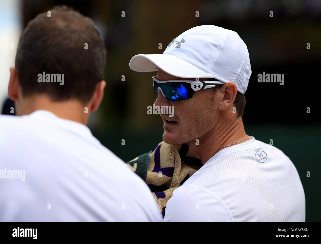 Jamie Murray during his doubles match on day eight of the Wimbledon ...