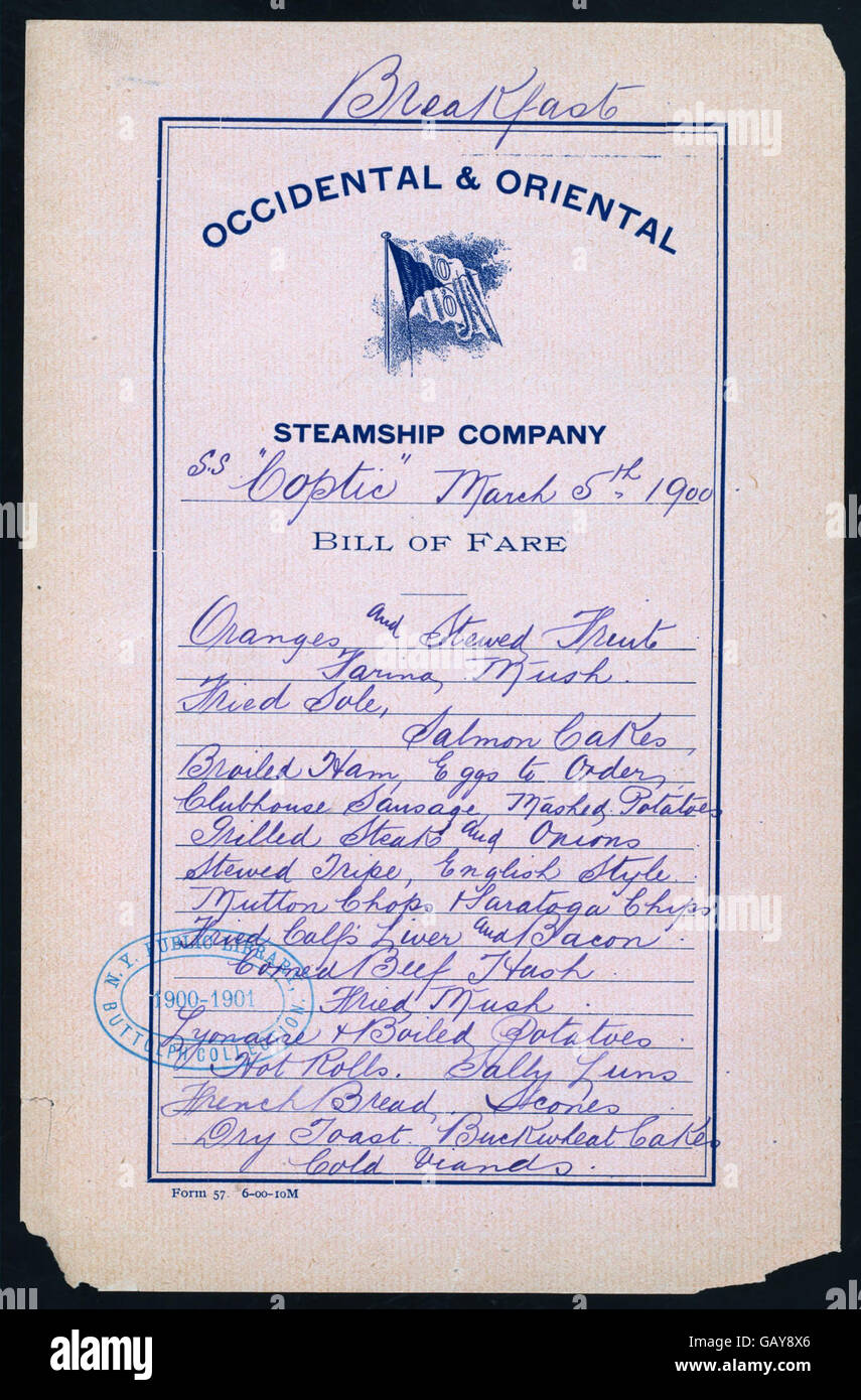 A breakfast event held aboard the S.S. Coptic, a ship operated by the ...