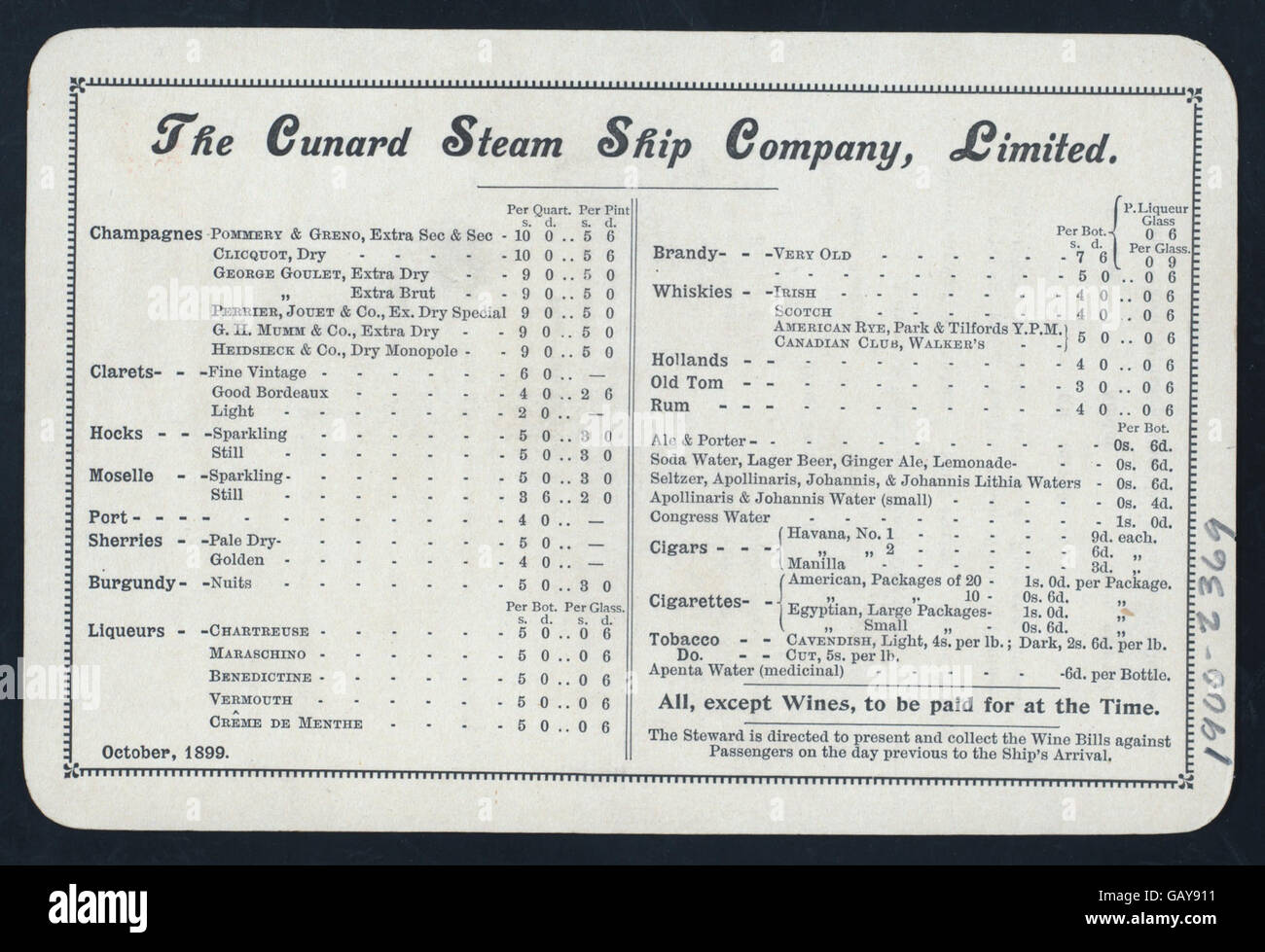 A luncheon event held aboard the RMS Etruria, a Cunard Line passenger ...
