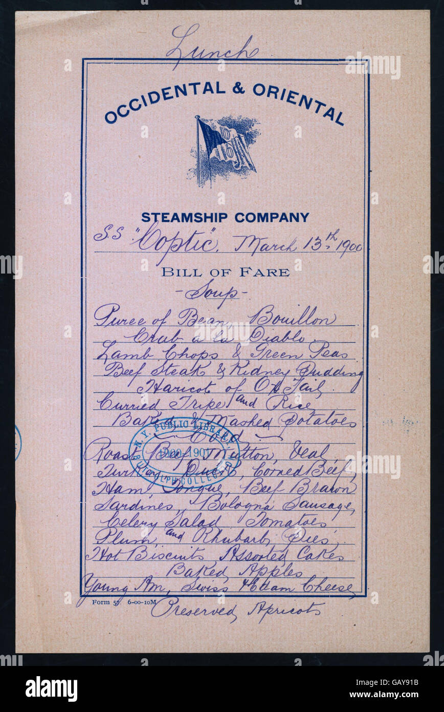 This lunch event was held aboard the S.S. Coptic, a ship operated by ...