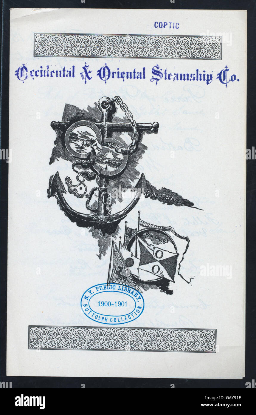 A dinner held by the Occidental & Oriental Steamship Company aboard the ...